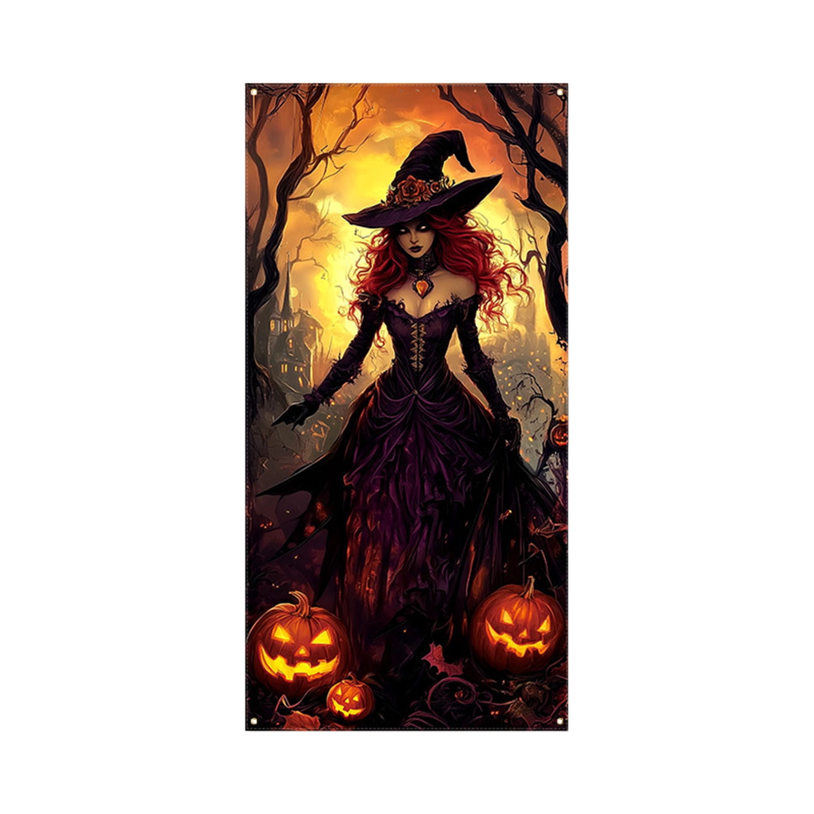 Honmine Halloween Door Cover Scary Witch Peeking Banner Creepy Front ...