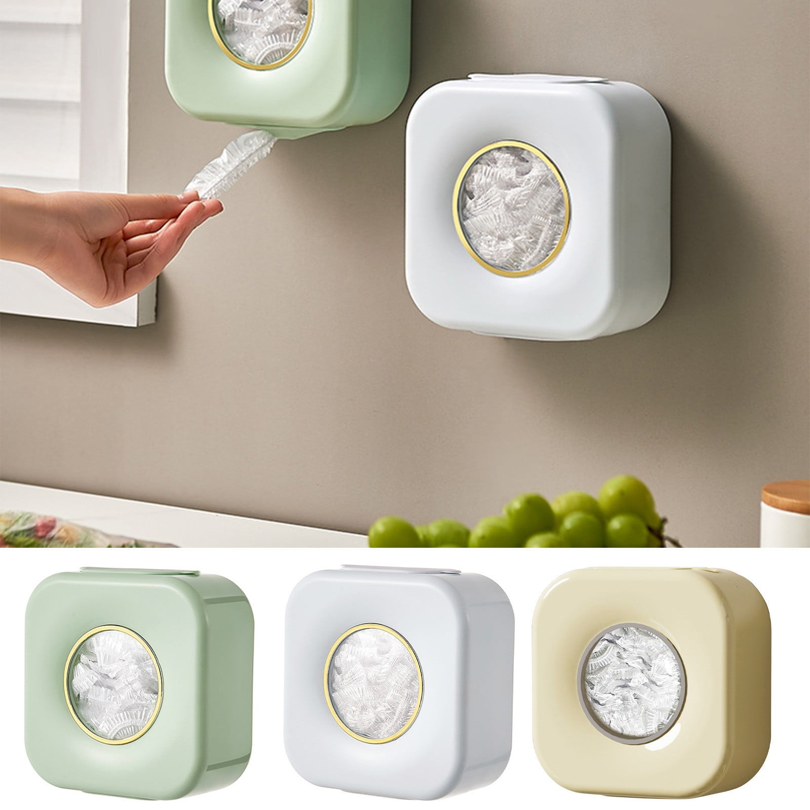 Honmine Kitchen Storage Box, Wall Mount Plastic Wrap and Bag Dispenser ...