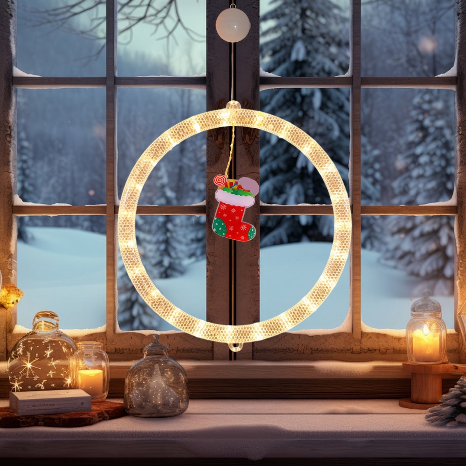 Honmine LED Christmas Window Lights, Animated Display String with ...