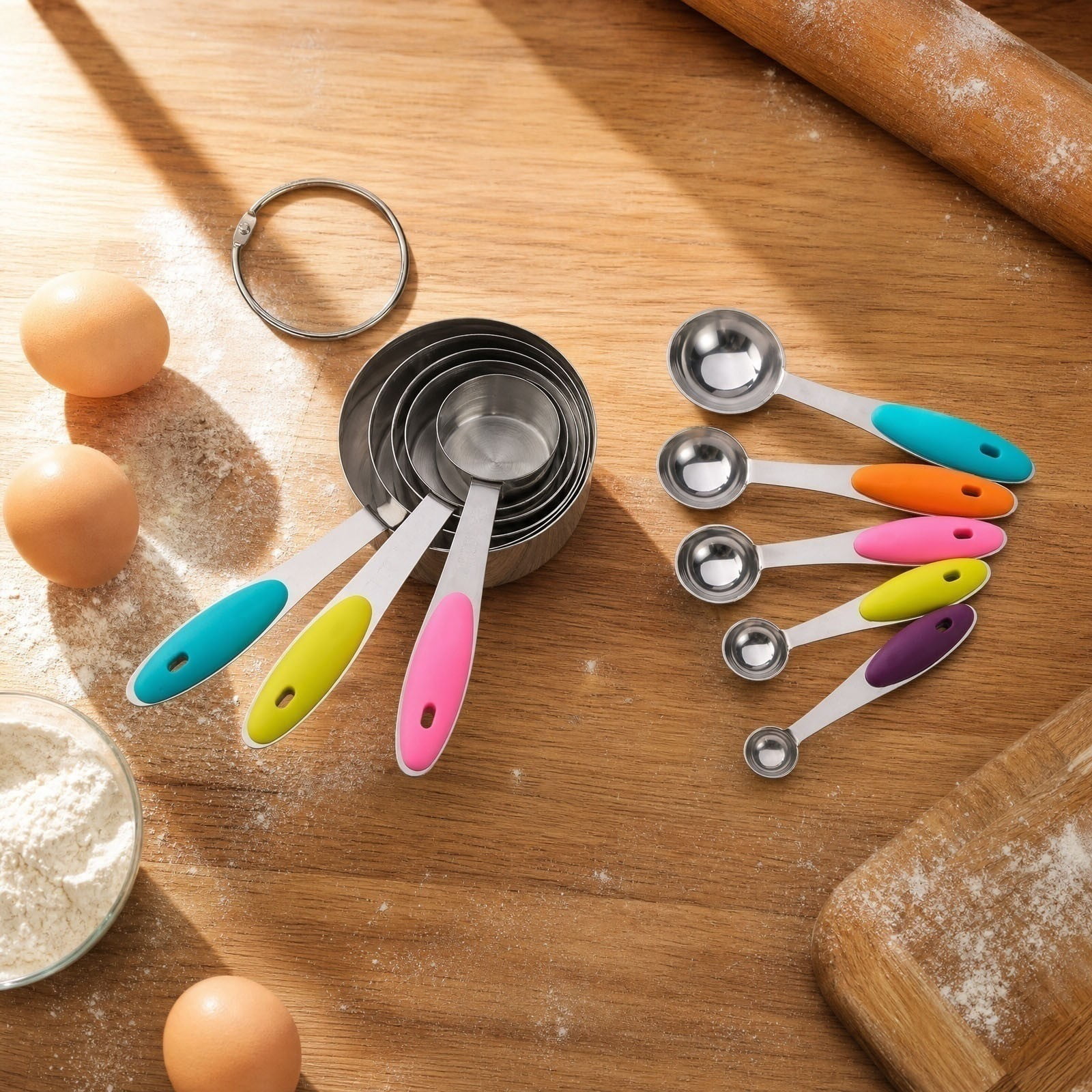 Honmine Measuring Cup and Spoon Set, Graduated Baking Measuring Cups ...