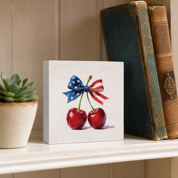 Honmine Patriotic Decorations Wooden Box Block Sign, 4th of July and ...
