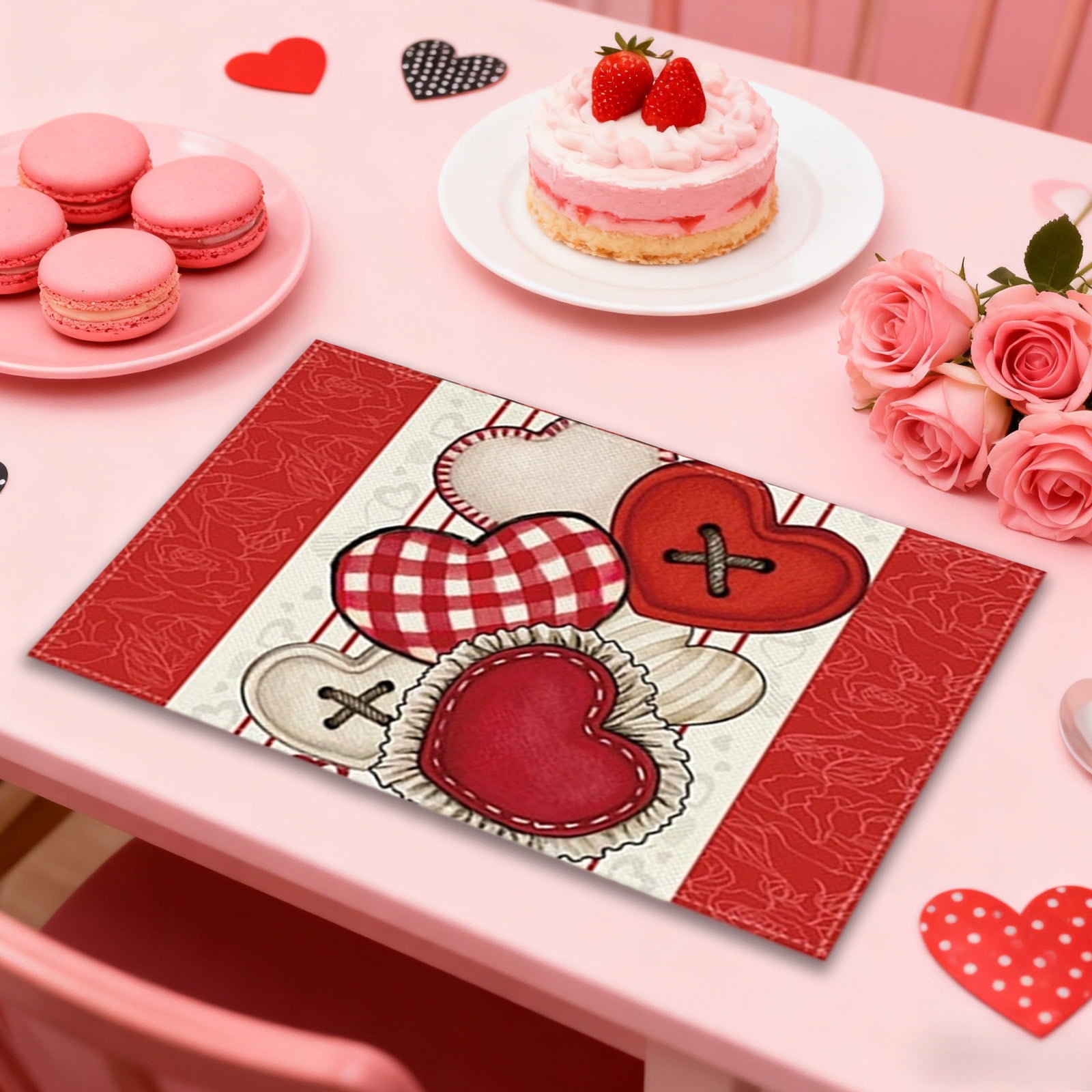 Honmine Themed Placemats for Valentine's Day, Party Decoration Table ...