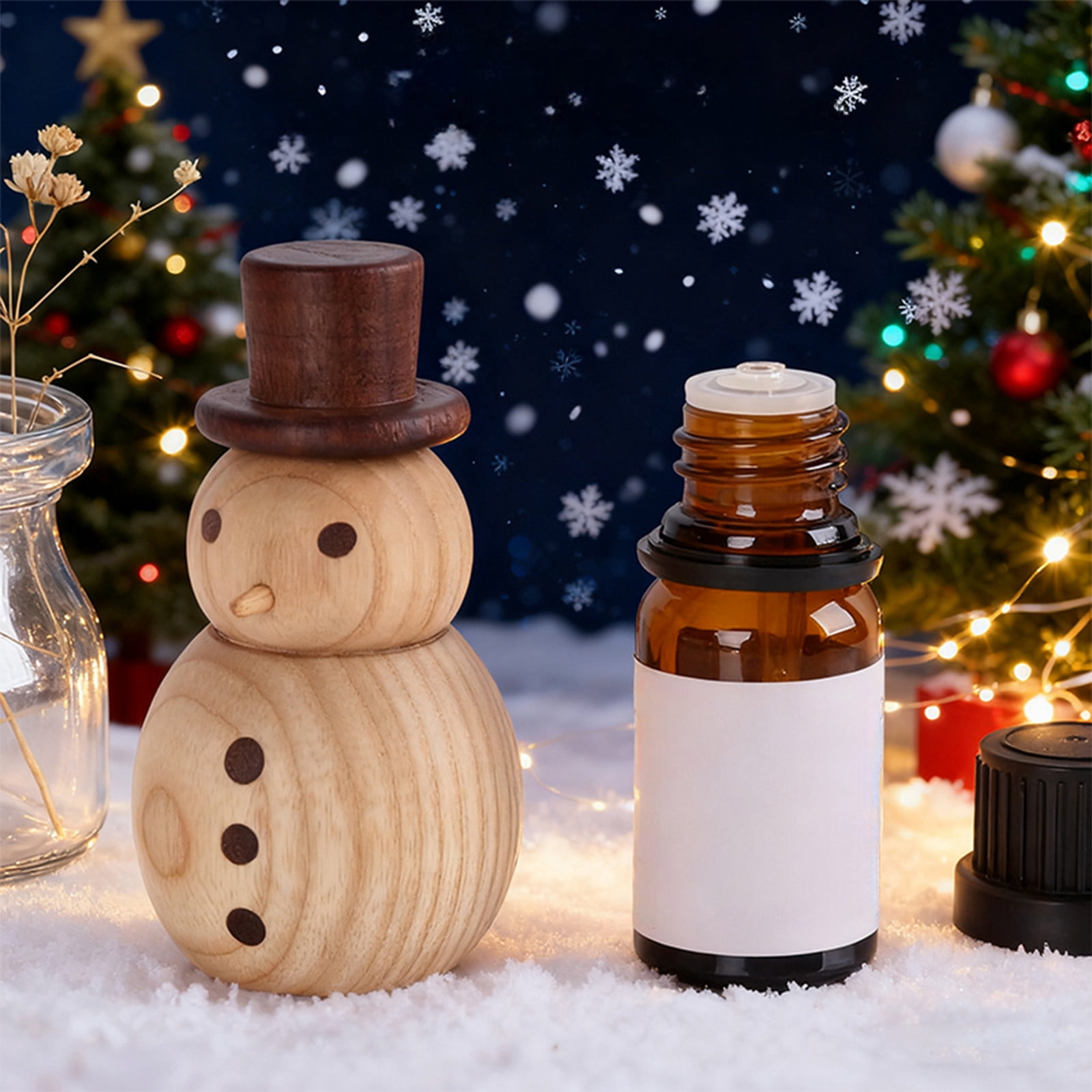 Honmine Wooden Snowman Flameless Aroma Diffuser, Decorative Oil ...
