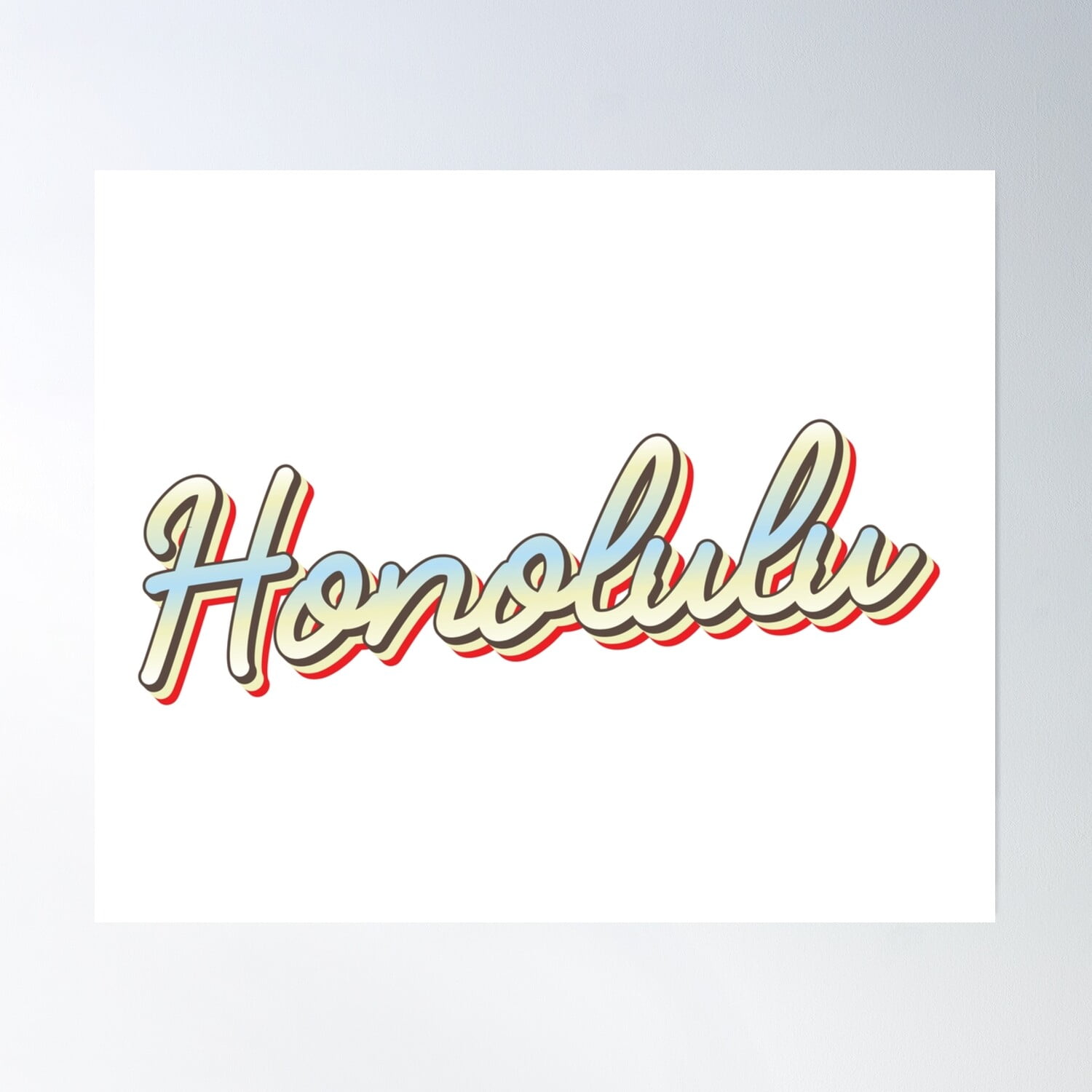 Honolulu College Town Script 1 Poster Wall Art, Modern Wall Decor, 8x12 ...