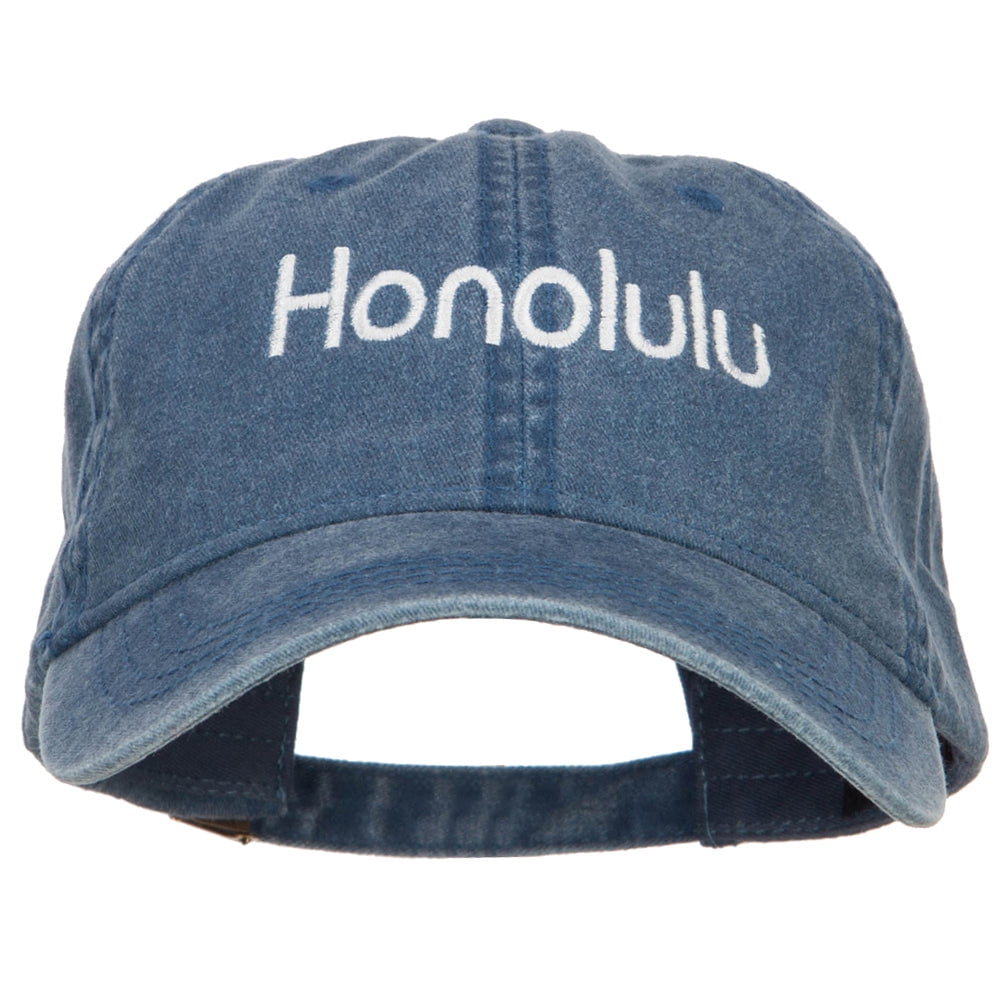 Honolulu Embroidered Washed Buckled Cap - Navy OSFM - Walmart.com