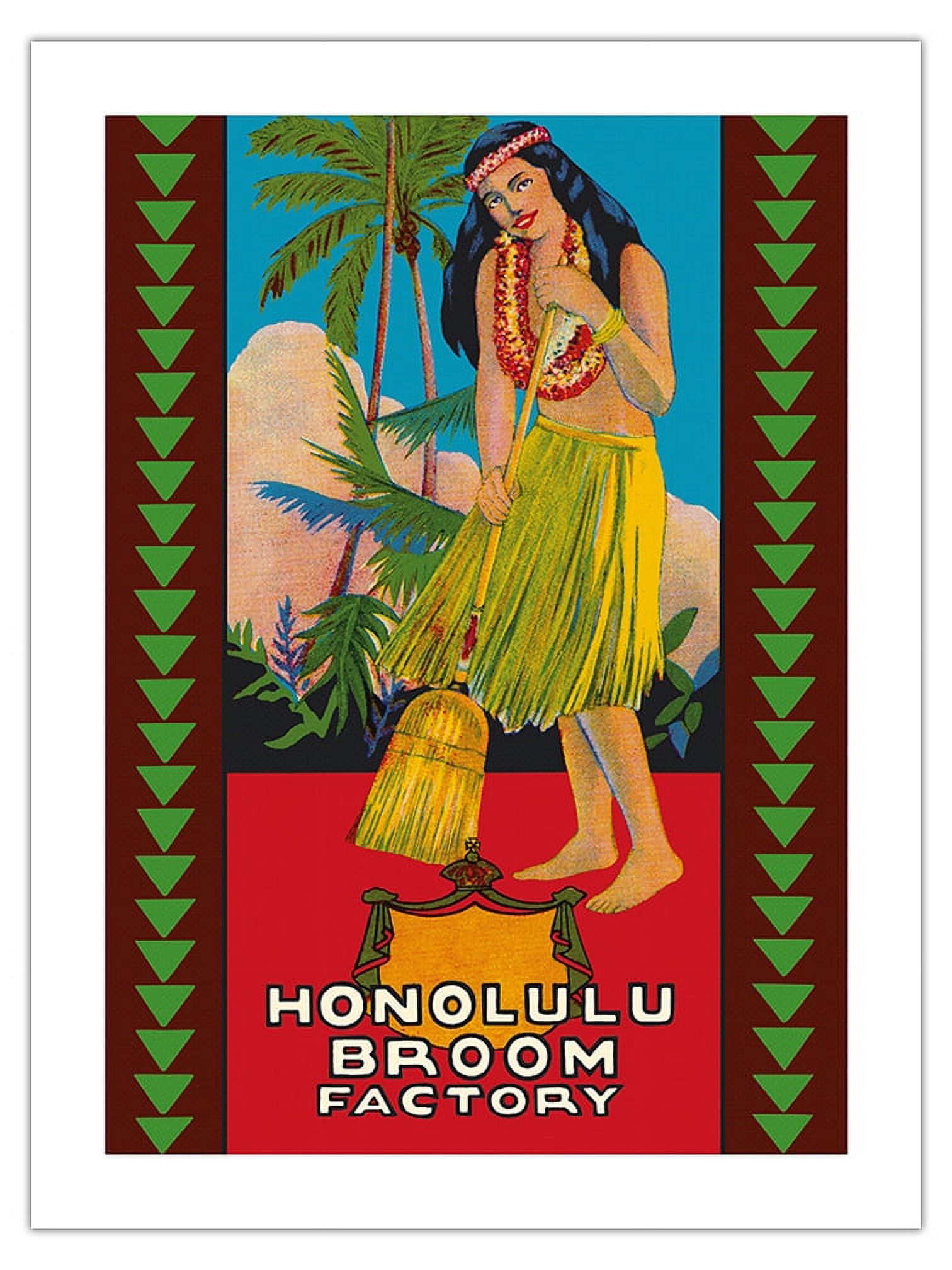 Honolulu Hawaii Broom Factory - Hawaiian Hula Girl - Vintage ...