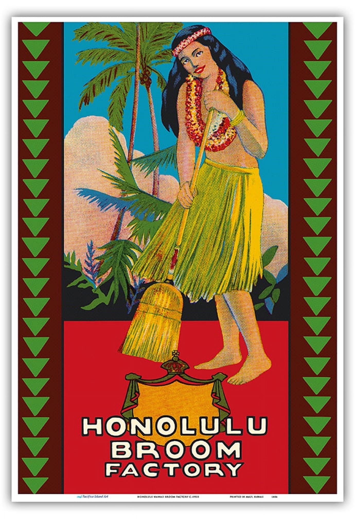 Honolulu Hawaii Broom Factory - Hawaiian Hula Girl - Vintage ...