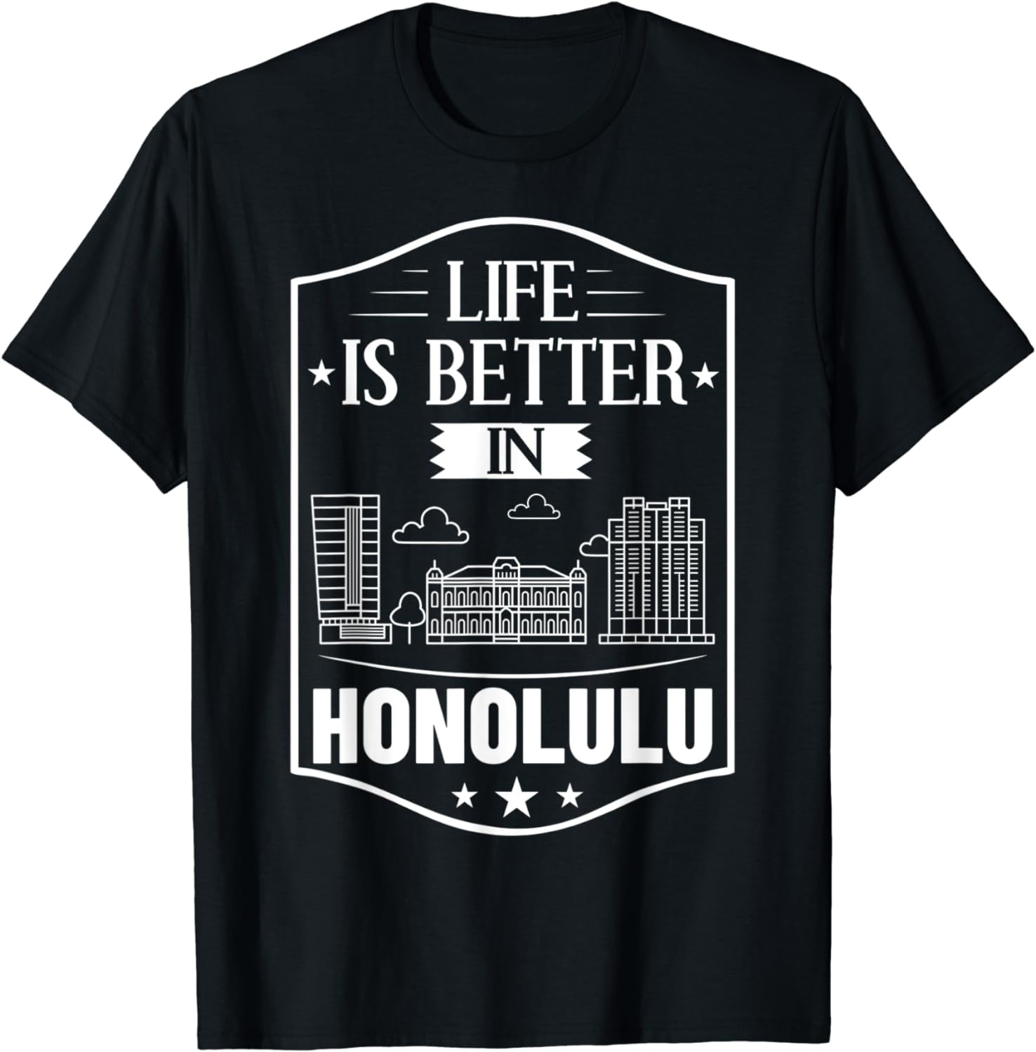 Honolulu Hawaii City Skyline Map Travel T-Shirt - Walmart.com