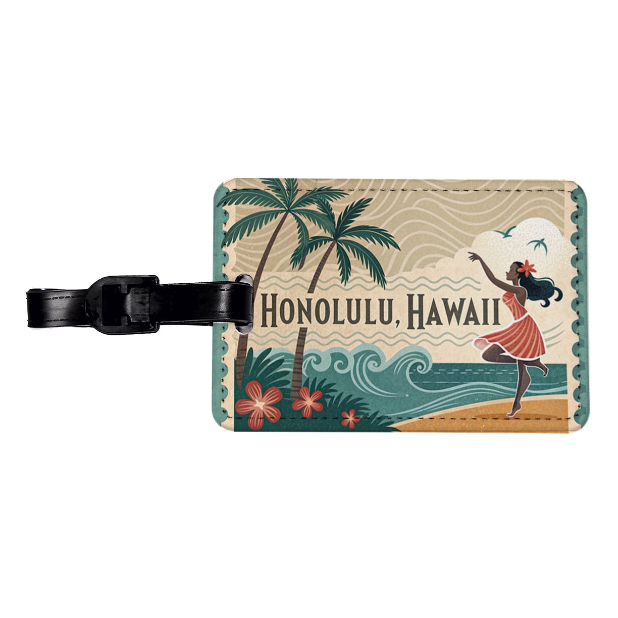 Honolulu, Hawaii HI Travel City State Stamp Faux Leather Travel Luggage ...