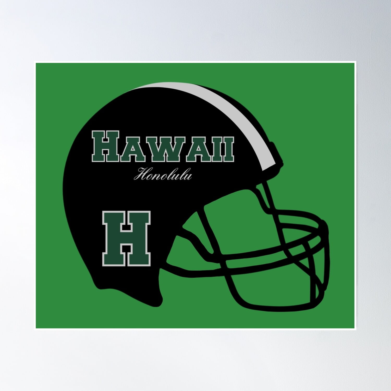 Honolulu Hawaii Hi Football Helmet Poster Wall Art, Modern Wall Decor ...