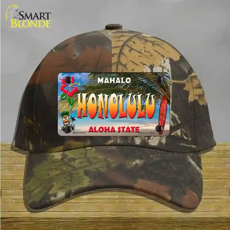Honolulu Hawaii State Novelty License Plate Hat Cotton Camoflauge ...
