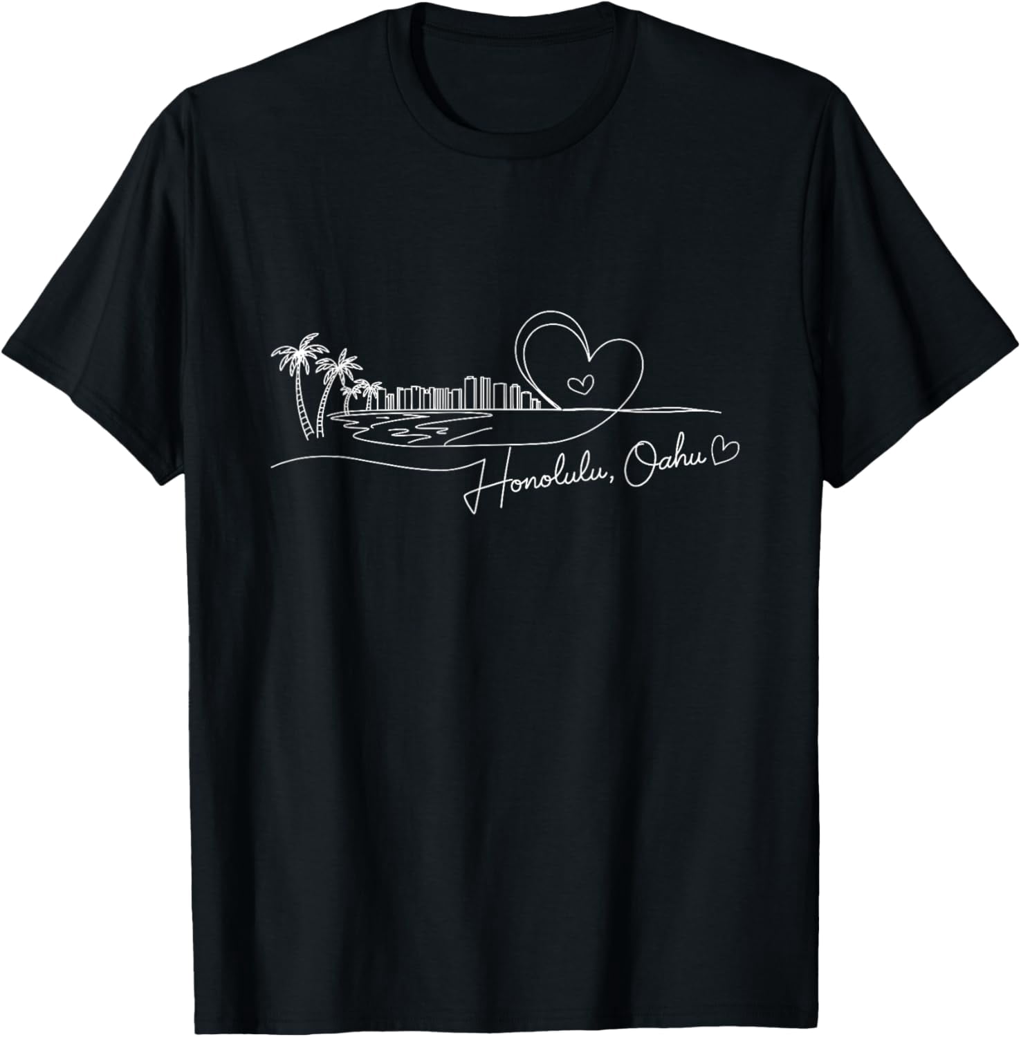 Honolulu Oahu Signature Heart Art - Romantic Island Souvenir T-Shirt ...