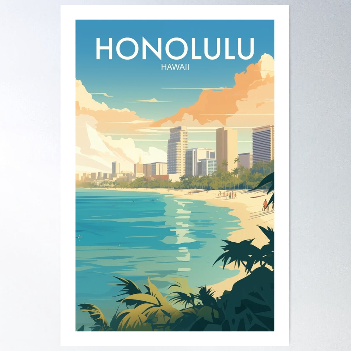 Honolulu Poster Wall Art, Modern Wall Decor For Living Room Bedroom ...
