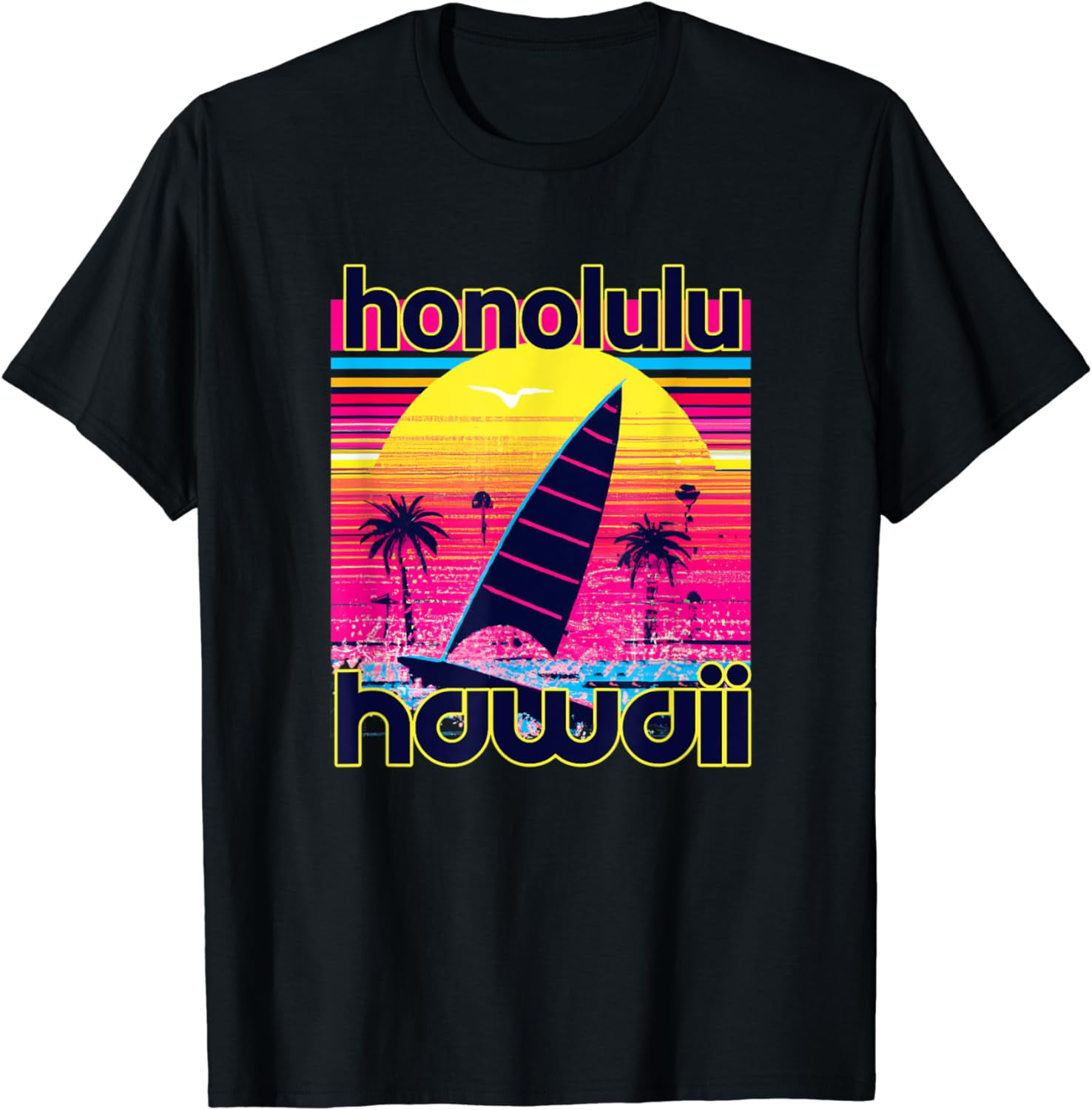 Honolulu Retro 80s Style Souvenir Beach T-Shirt - Walmart.com