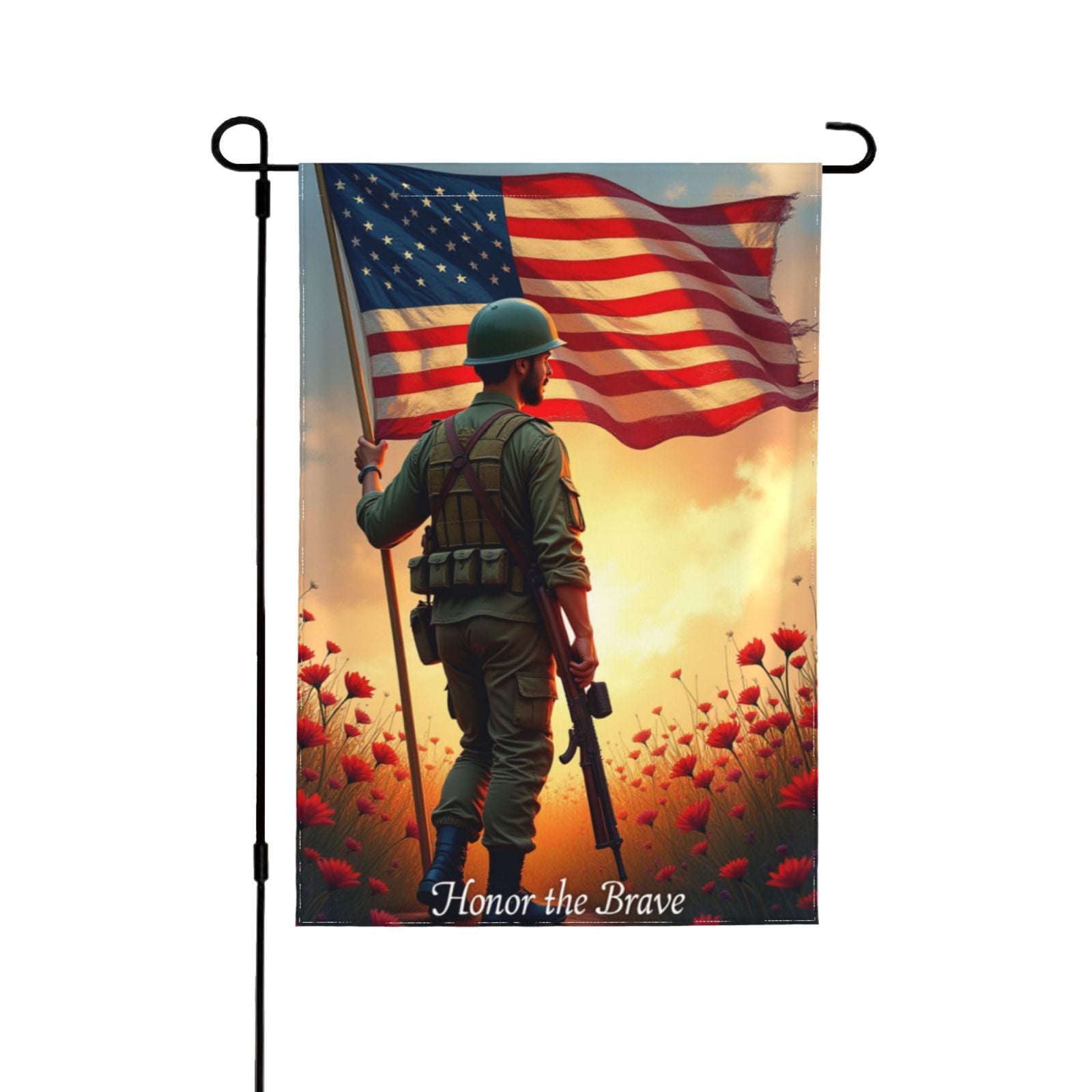 Honor The Brave American Flag Garden Flag Double Sided 12x18 Inch ...