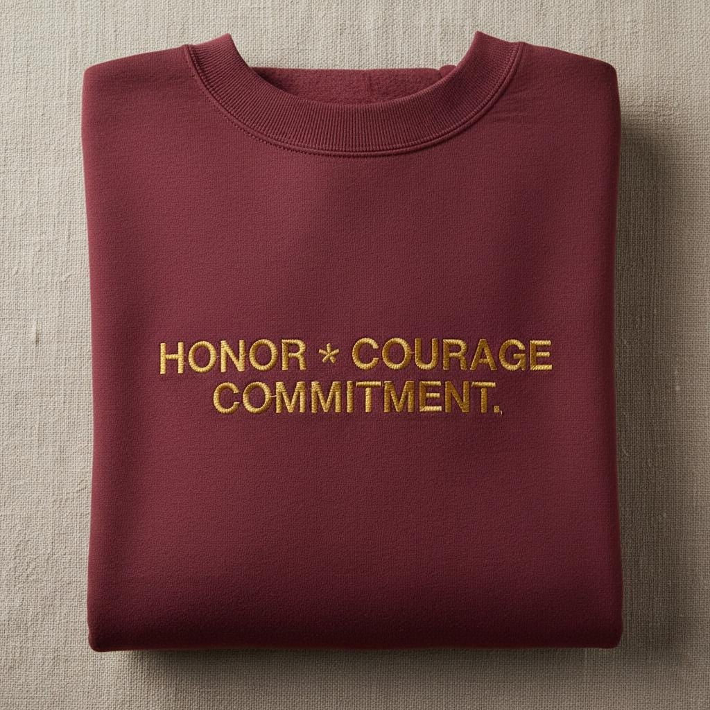 Honor Courage Commitment Embroidered Sweatshirt, Military Quote ...