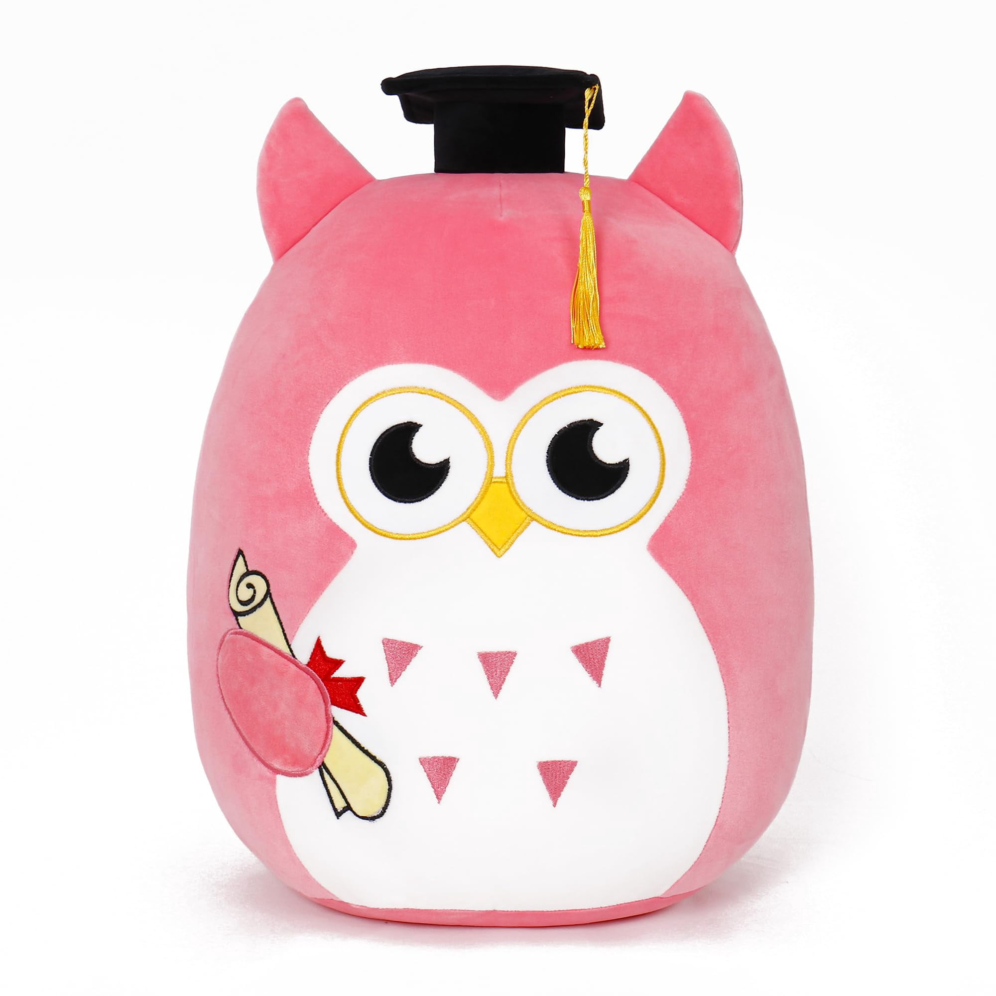 Our Honor Plush Soft Owl Stuffed Animal with Pink Body and Ears, Black ...