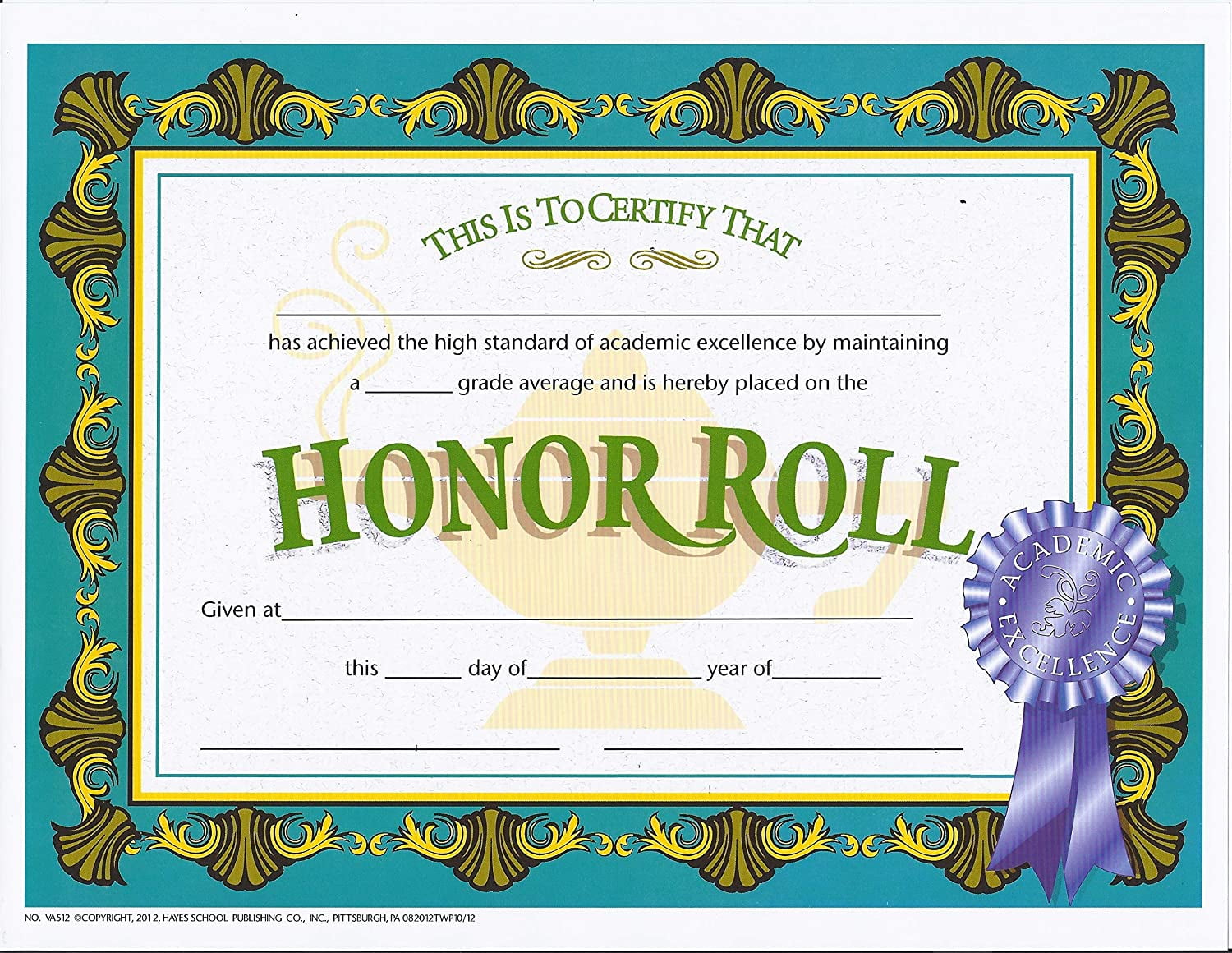 Honor Roll Certificate, Recognition, Award Students, Incentive, High ...