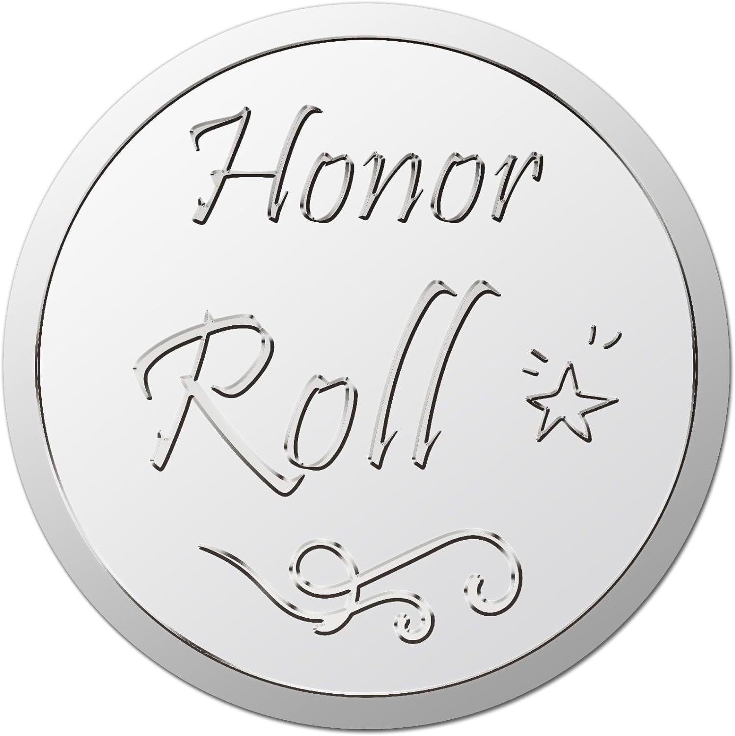 Honor Roll Silver Envelope Stickers 1.5in 100pcs Certificate Embossed ...