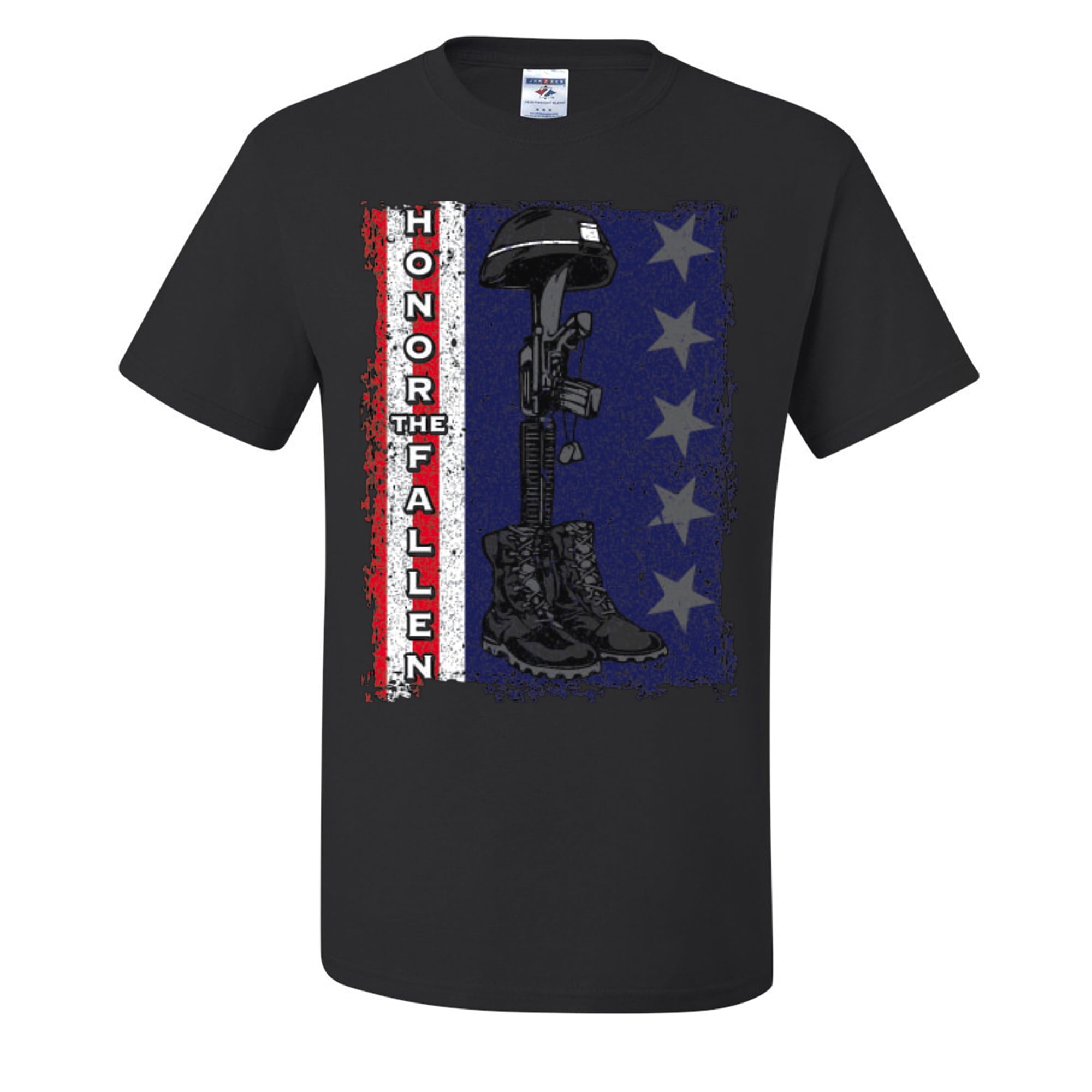 Honor The Fallen Patriotic American Flag Mens T-shirts , Charcoal ...