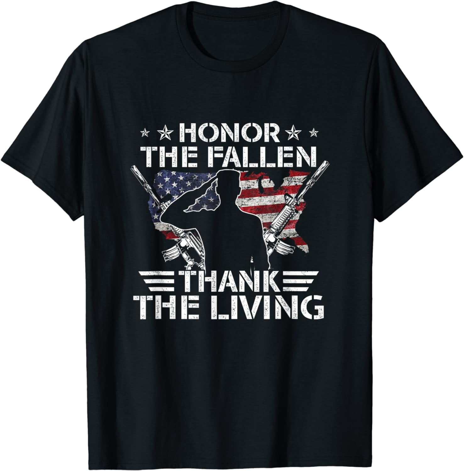 Honor The Fallen Thank The Living Military Support US Flag T-Shirt ...