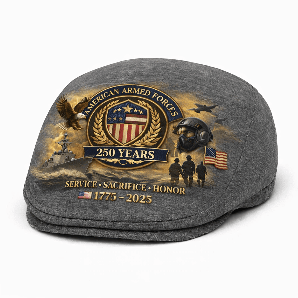 Honor Through Service US Navy Beret Flat Cap, Eagle and Anchor Graphic ...