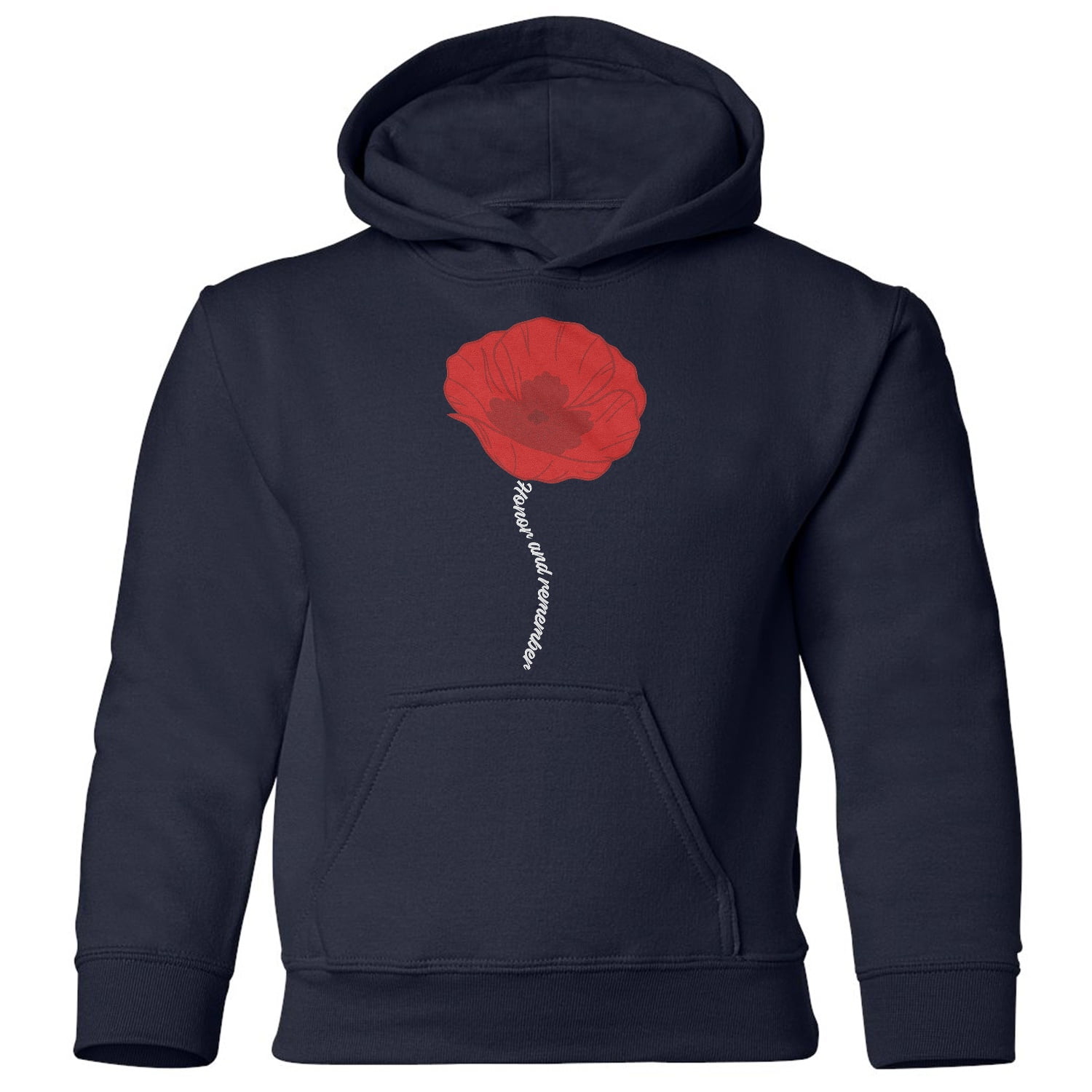 Honor and Remember - Red Poppy Memorial Day Tribute Youth Hooded ...