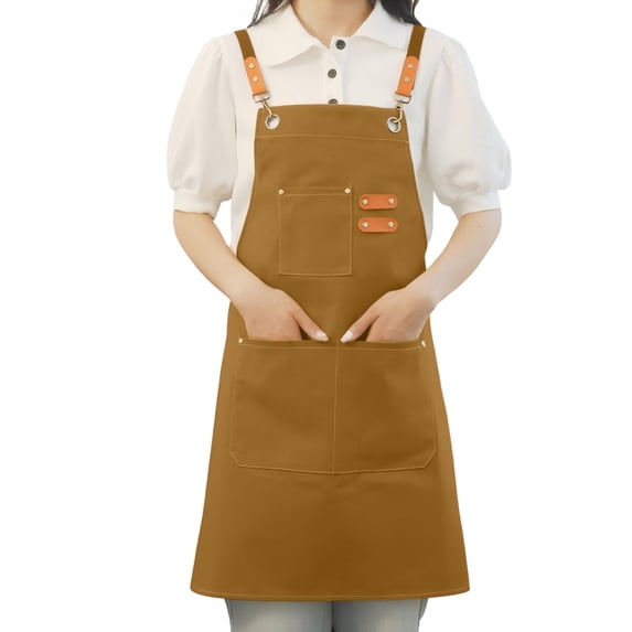 HonorHut Canvas Aprons Adjustable Cross Strap Aprons with 3 Pockets ...