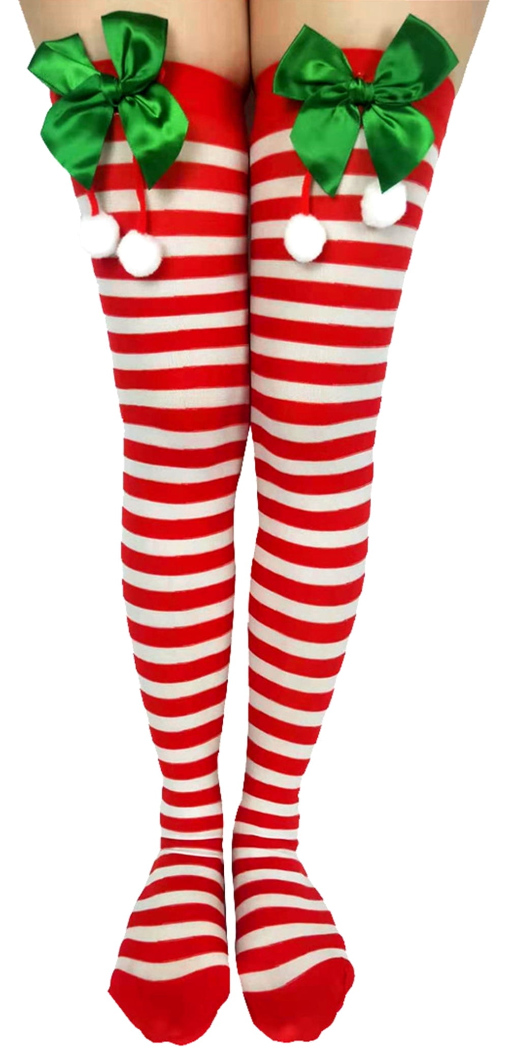 HonorHut Christmas Long Striped Socks Over The Knee High Stocks Thigh ...