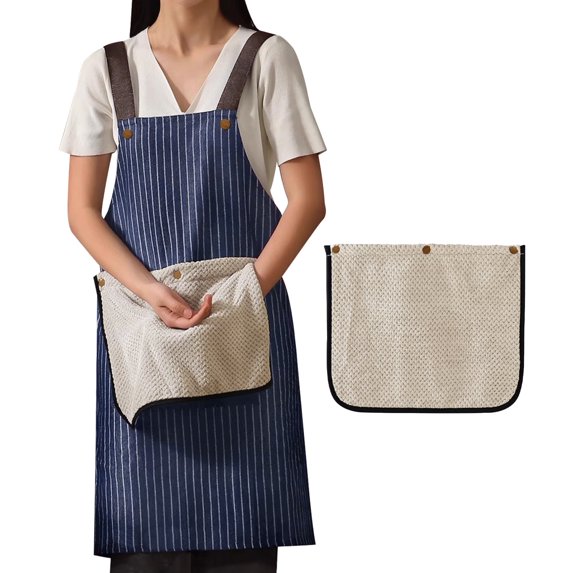 HonorHut Kitchen Apron Waterproof Striped Pinafore with Removable Hand ...