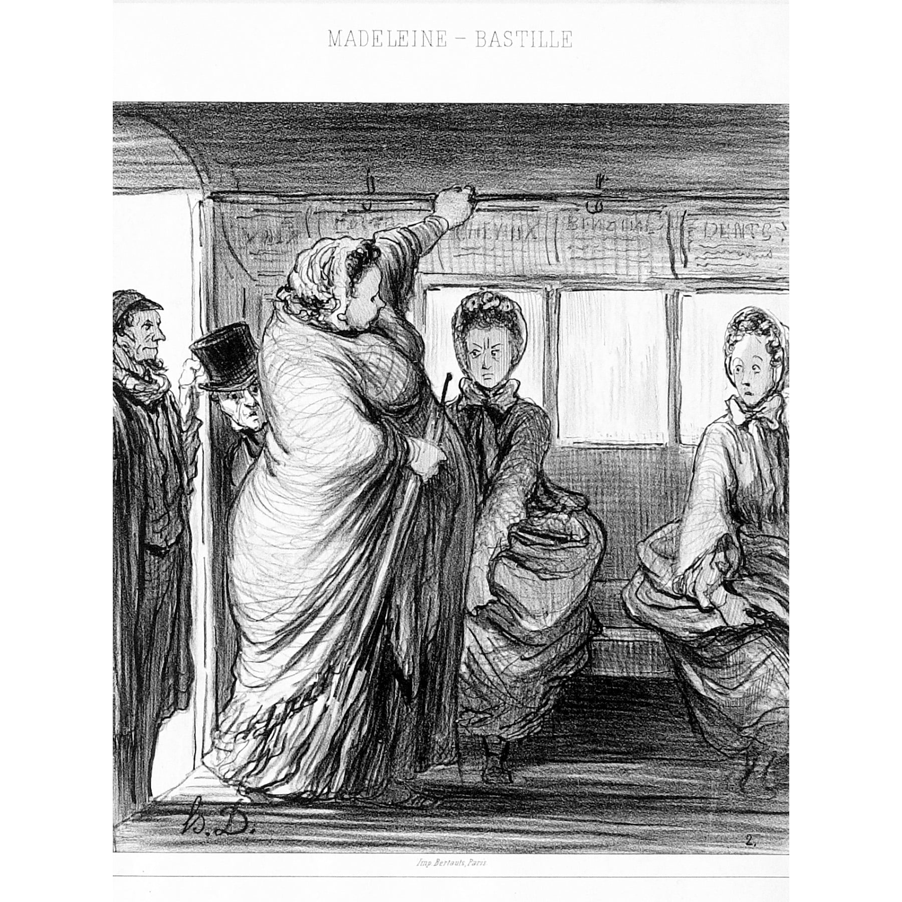 Honore Daumier Twinkling Eye Bus Overflowing Extra Large XL Wall Art ...