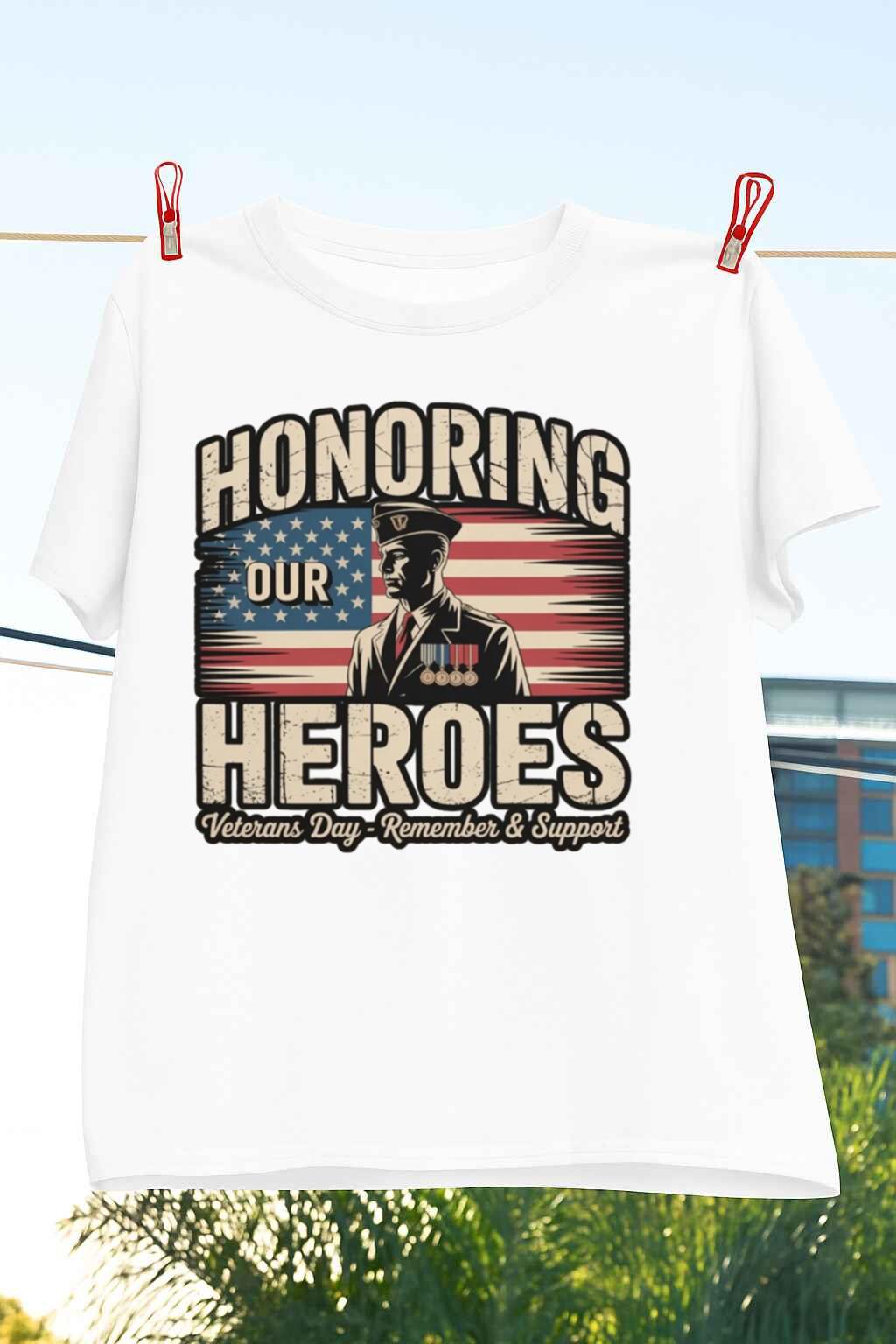 Honoring Our Heroes Veterans Day Tribute Graphic for men & women full ...