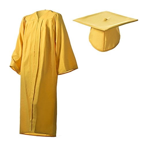 Honors Graduation Academic Matte Gold Cap and Gown Set in Size 45 (5'0 ...