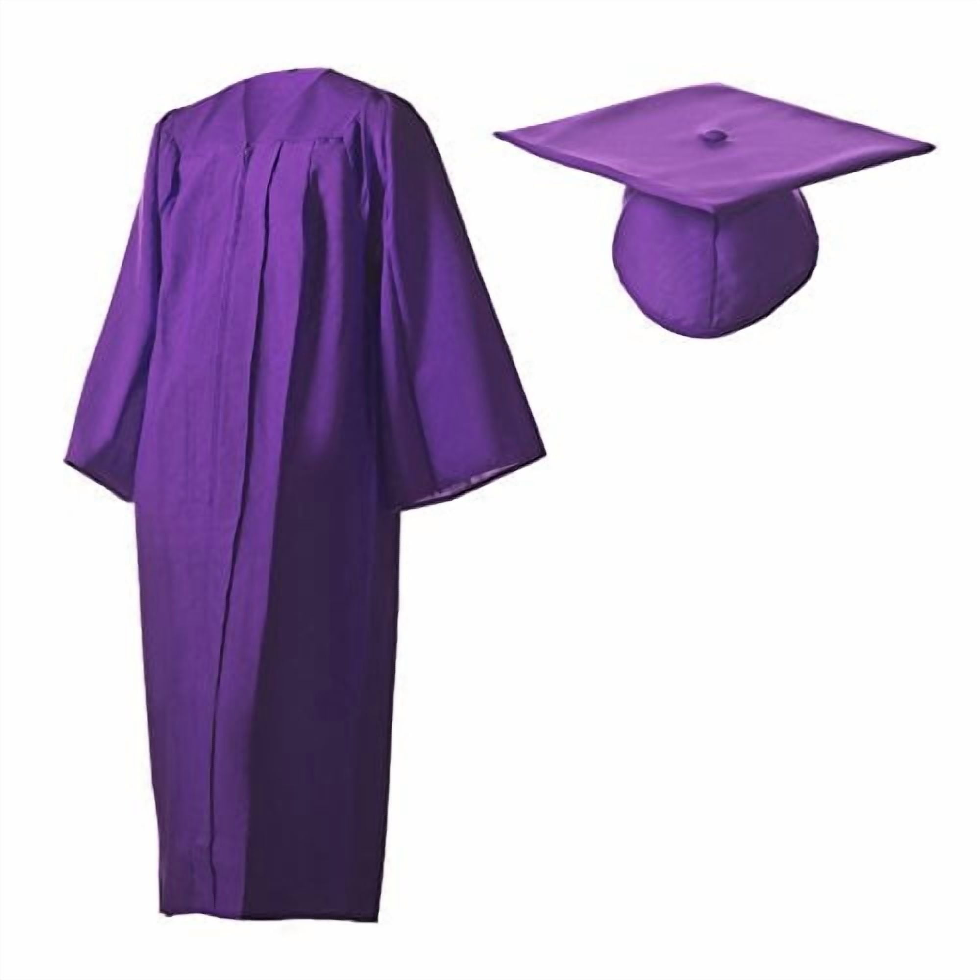 Honors Graduation Academic Matte Purple Cap and Gown Set in Size 45 ...