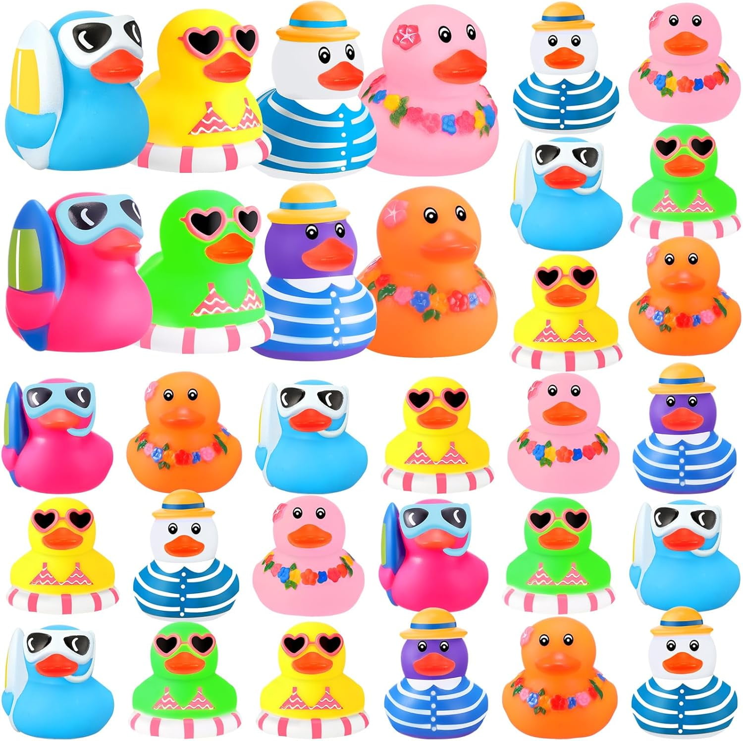 Honoson 24 Pcs Beach Rubber Duckies Mini Rubber Duck Bath Toys Funny ...