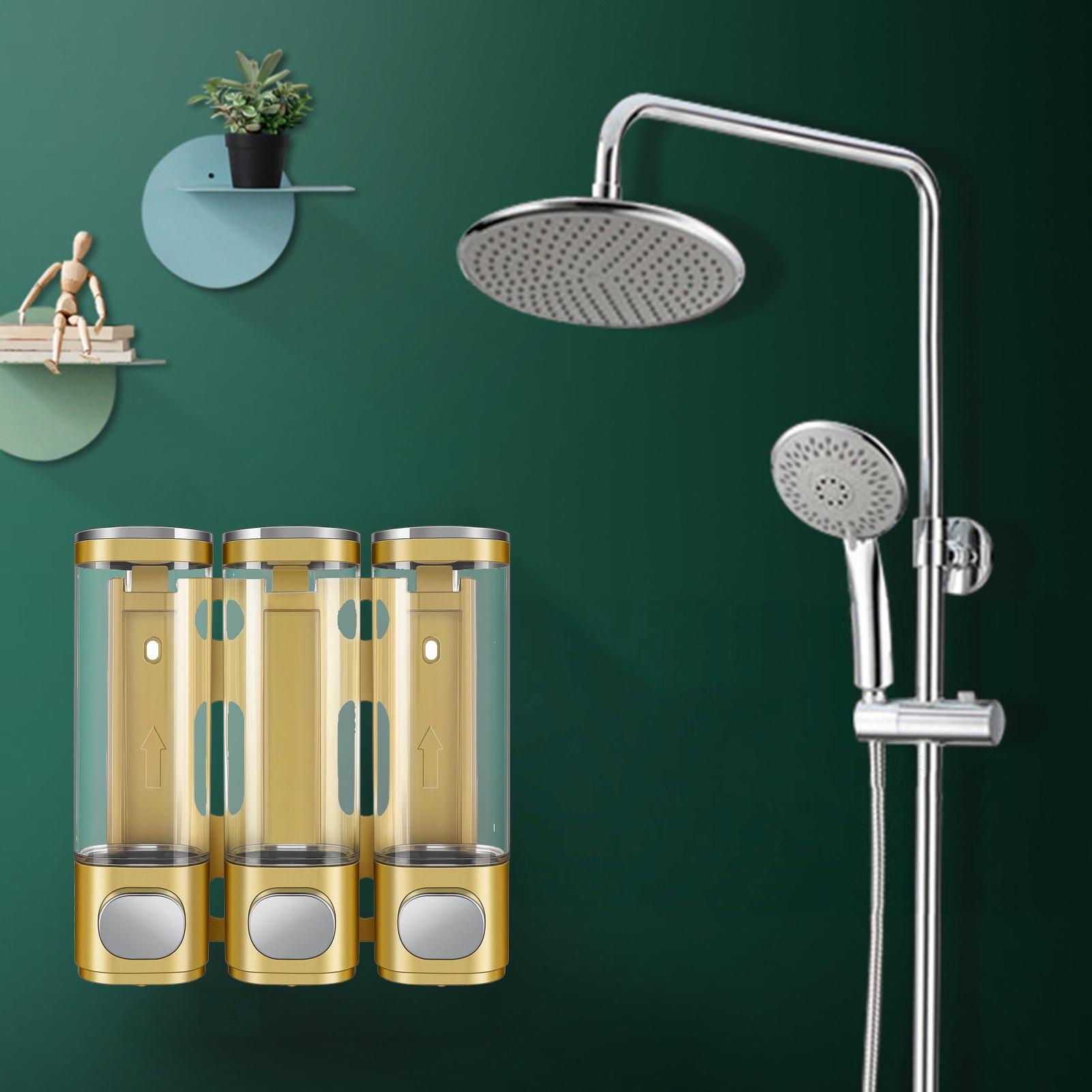 Honrane 3-in-1 Shower Pump Dispenser Organizer, 300ML Wall-Mounted Soap ...