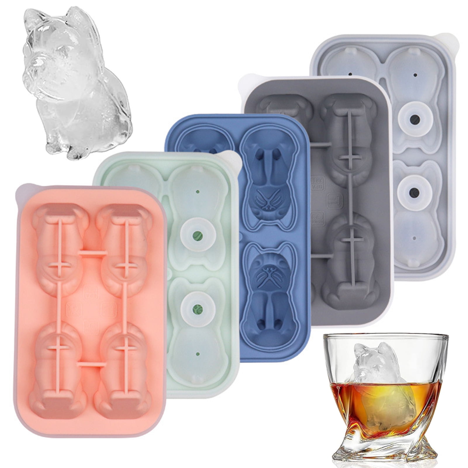 Honrane Bulldog-Shaped Ice Cube Tray, Cute Design, Quick Release, Fun ...