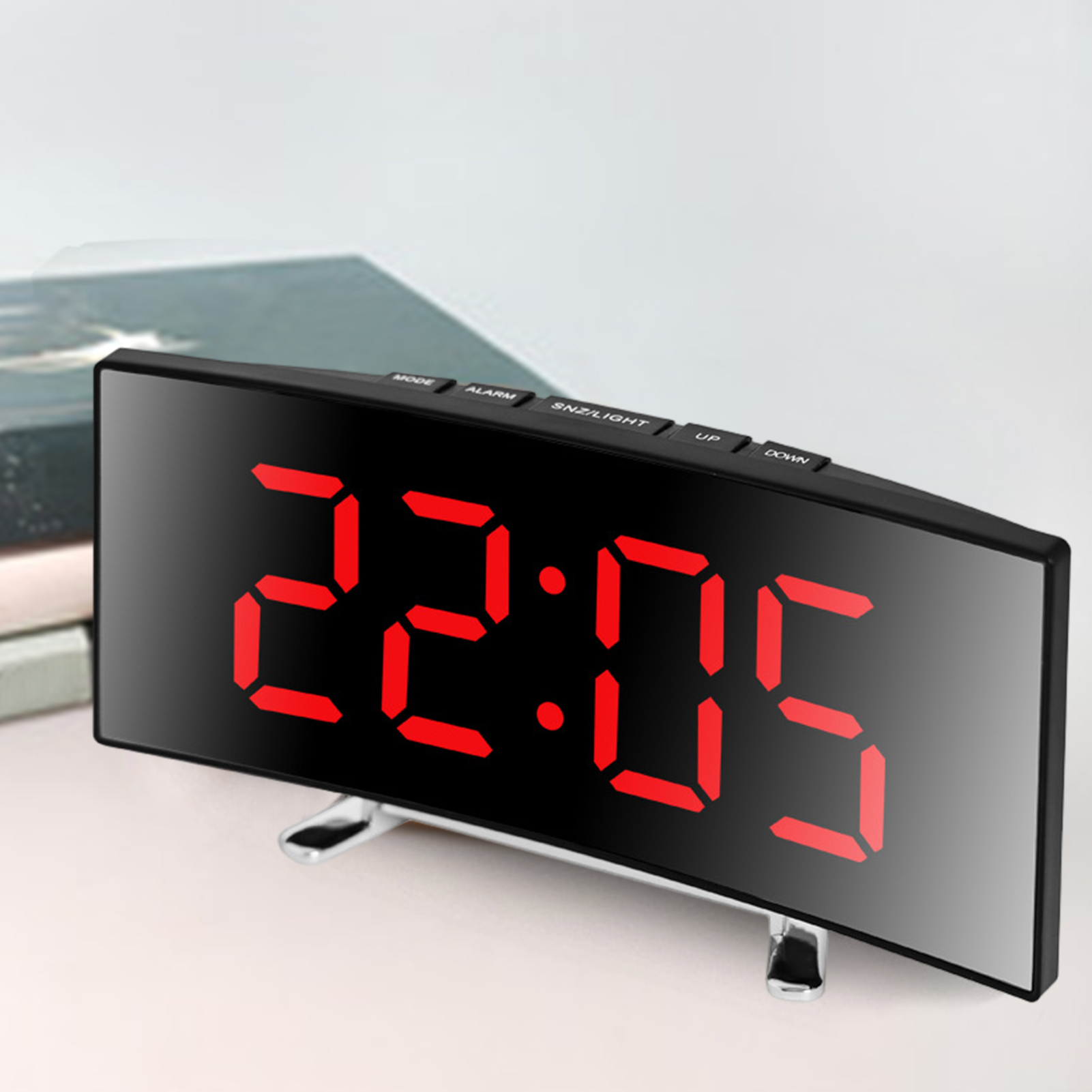 Honrane Electronic Clock - LED Curved Screen Digital Alarm Clock: Sleek Design, 24H Display ...