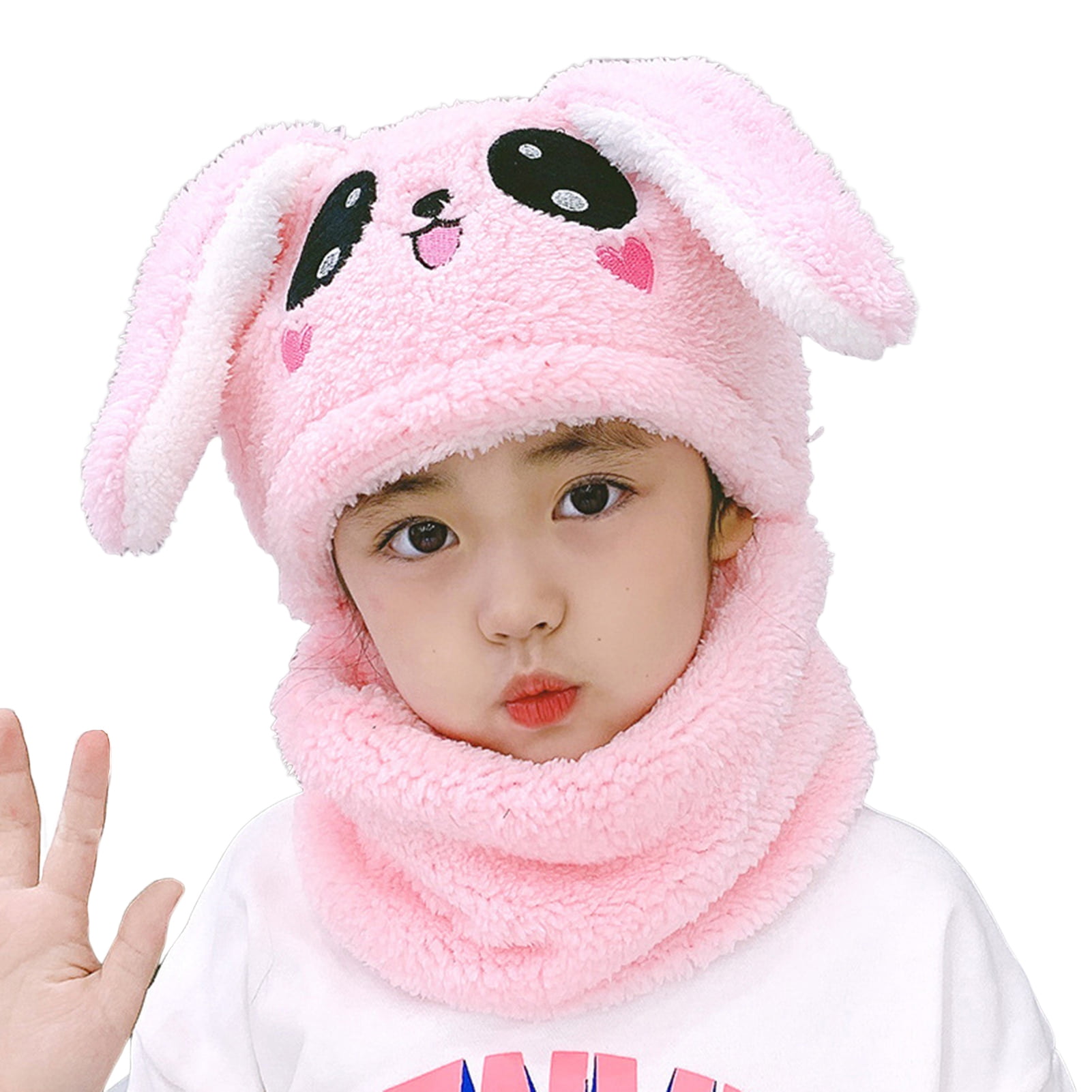 Honrane Kids Hat Cute Rabbit Ears Embroidery Face Soft Plush Thicker ...