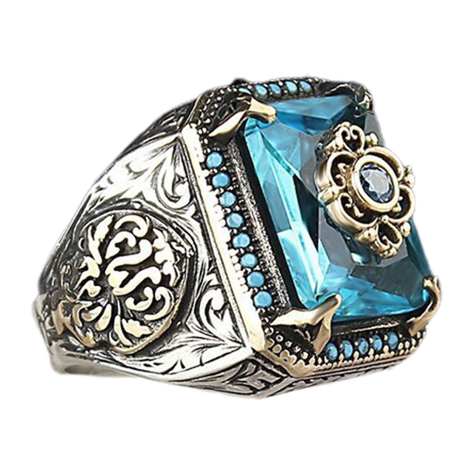 Honrane Men Ring Royal Stainless Geometric Shape Lightweight Big ...