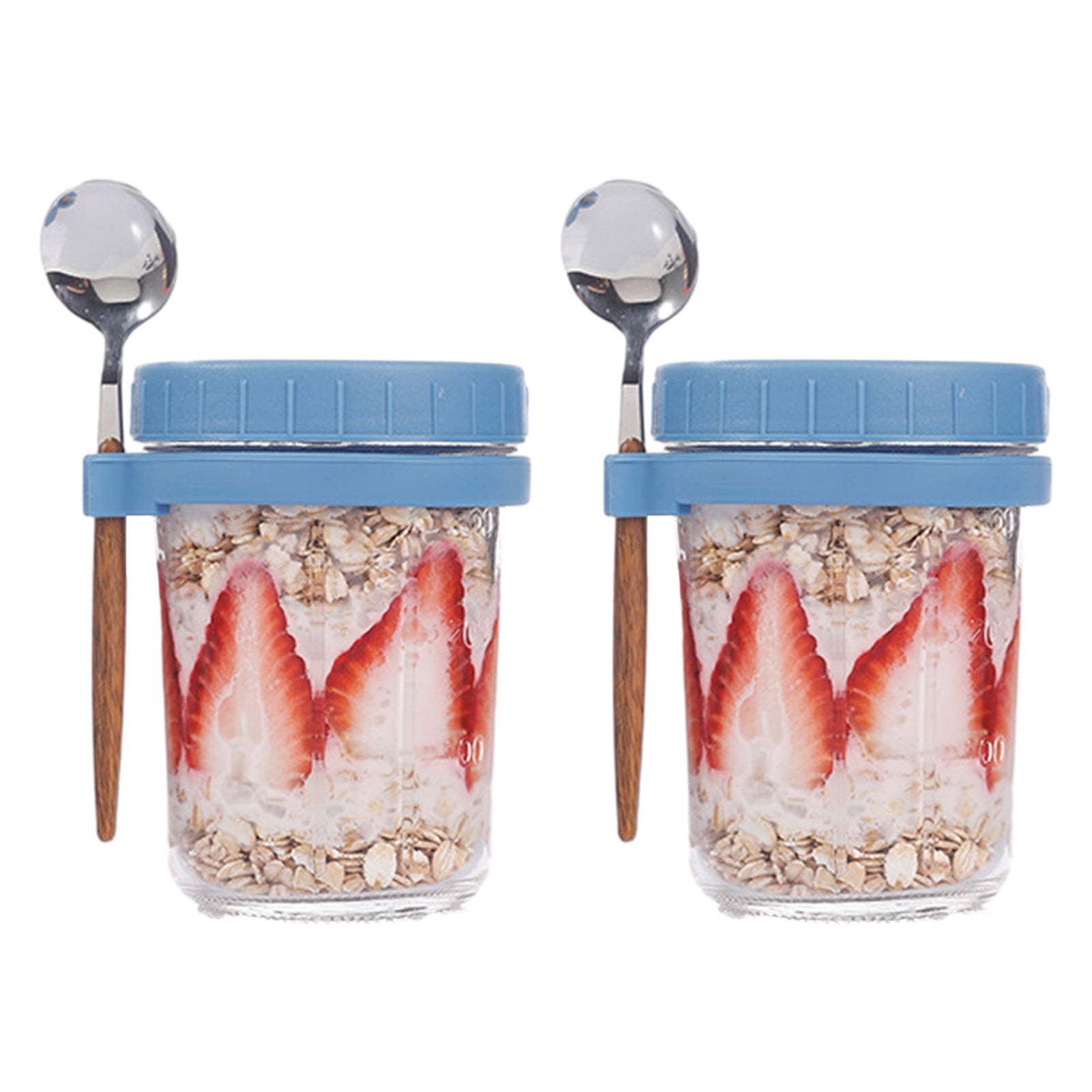 Honrane Oatmeal Cup with Spoon Overnight Oats Containers 2 Pcs 350ml ...