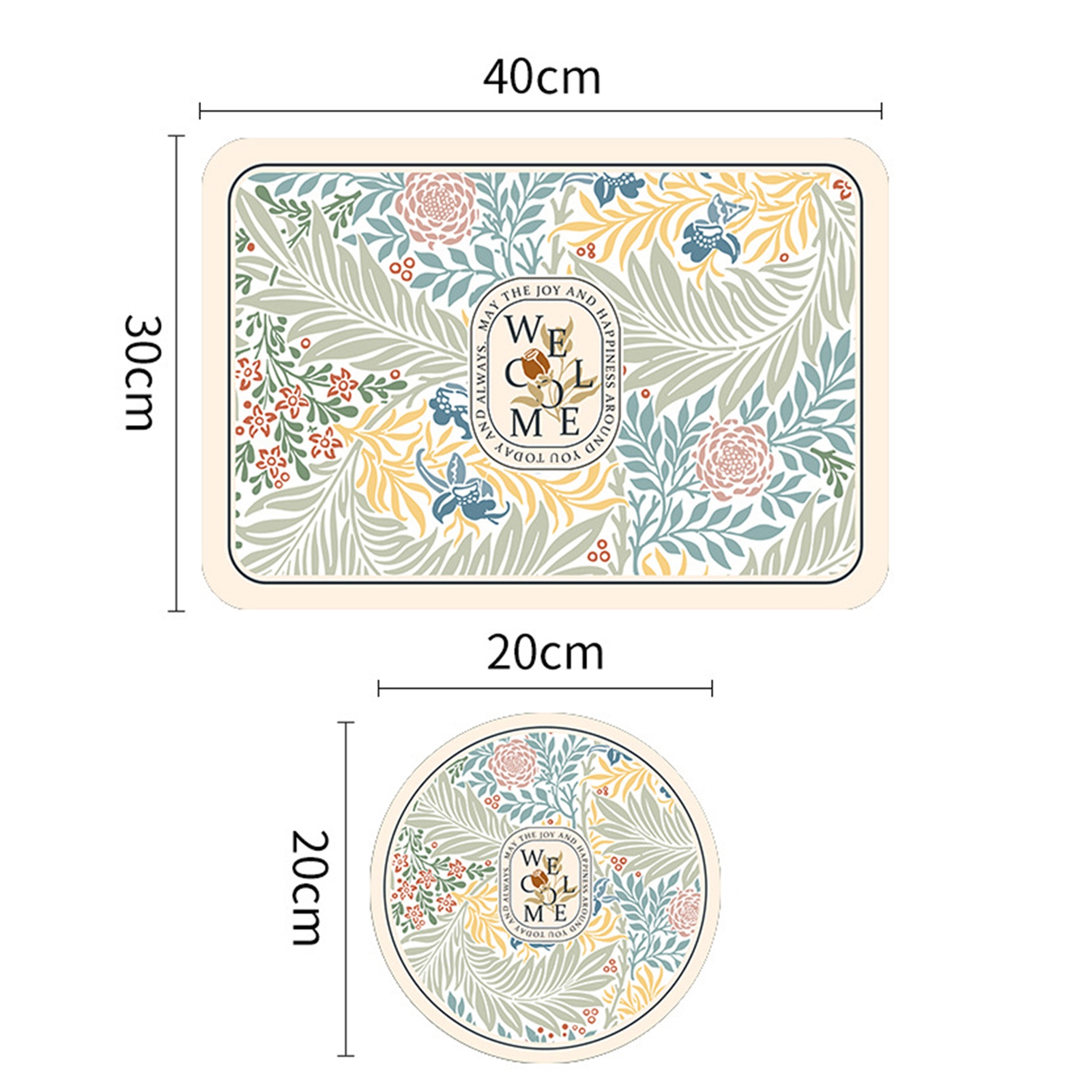 Honrane Pvc Placemat Set Absorbent Placemats Vintage Flower Placemat ...