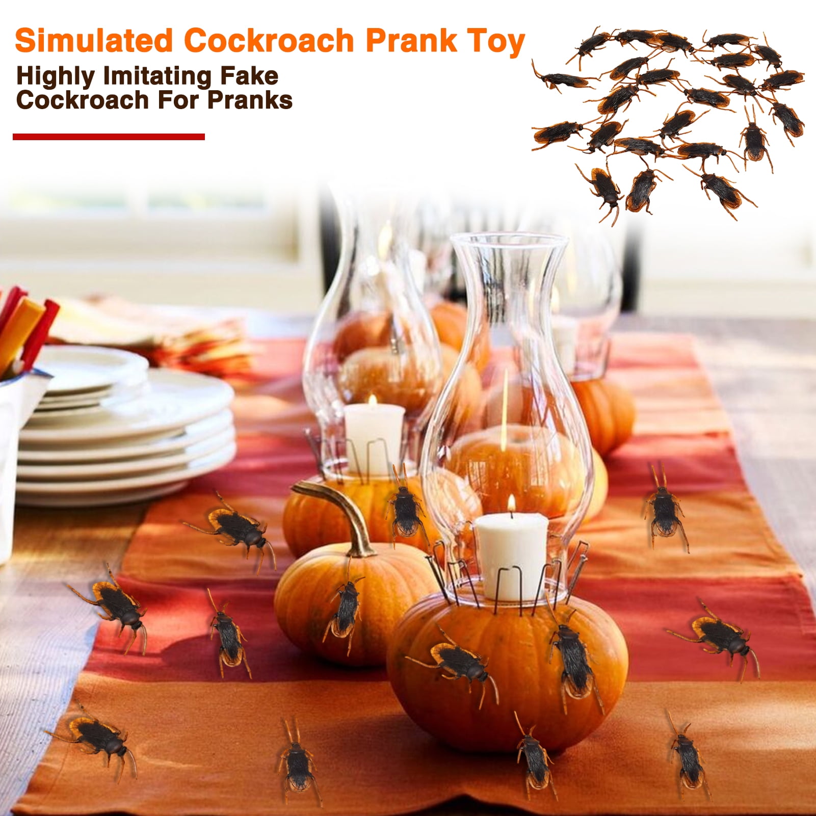 Honrane Realistic Details 100pcs Simulated Cockroach Fake Roaches Prank Toys For Halloween