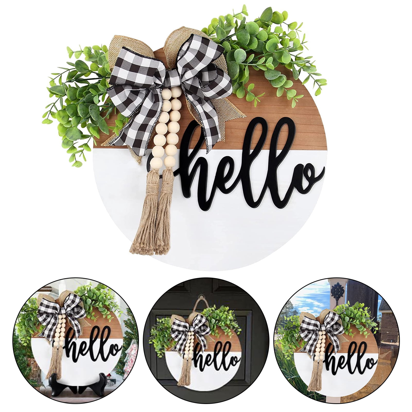 Honrane Rustic Beads and Tassel Farmhouse Welcome Sign with Realistic ...