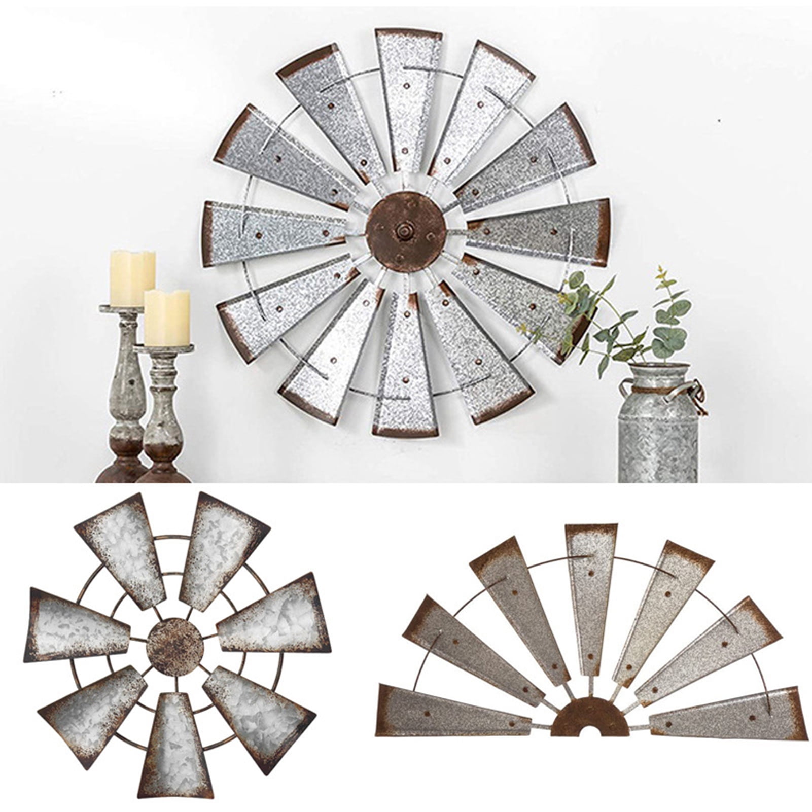 Honrane Rustic Farmhouse Windmill Wall Decoration, Unique Metal Art for ...