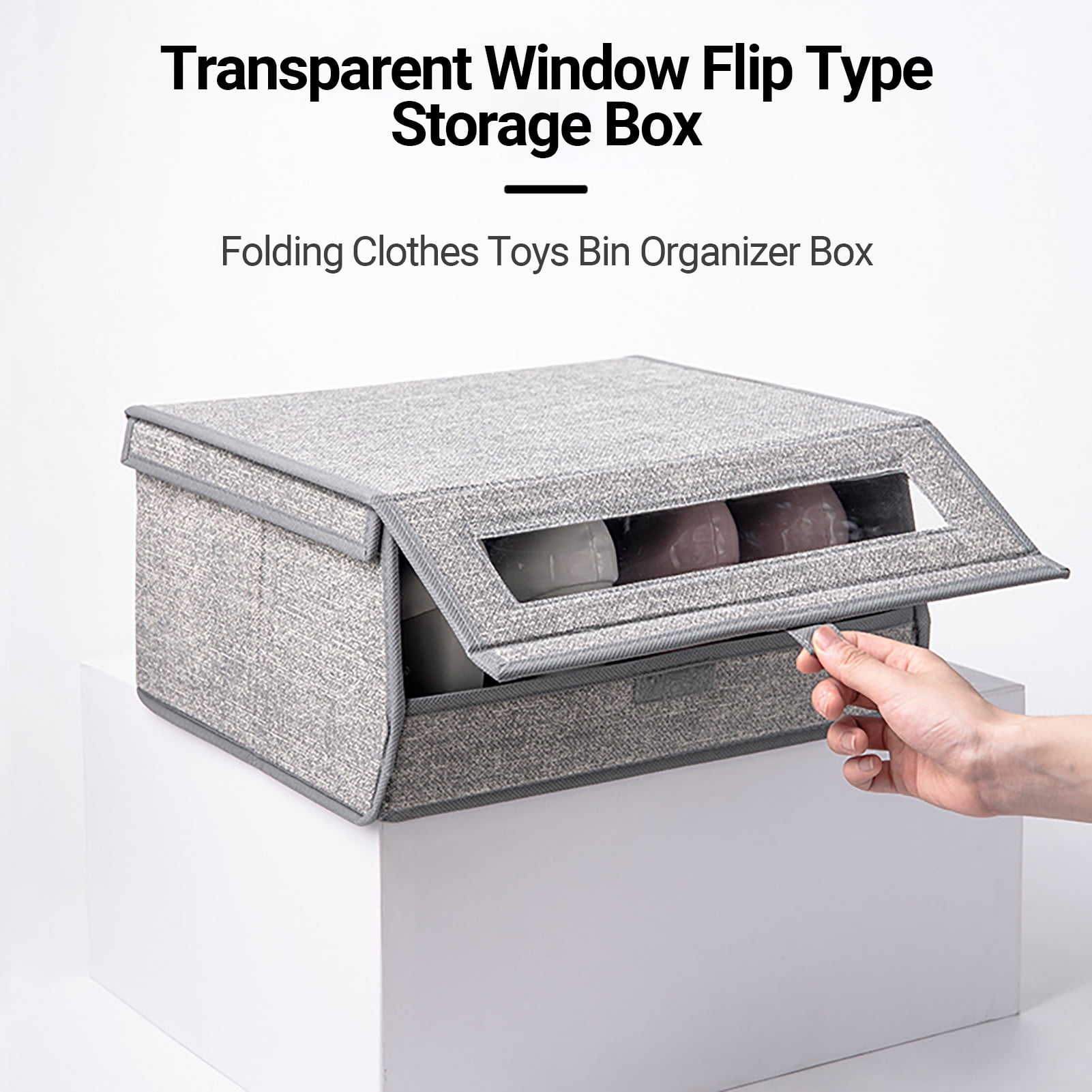 Honrane Storage Box Stackable Transparent Window Type Folding Clothes ...