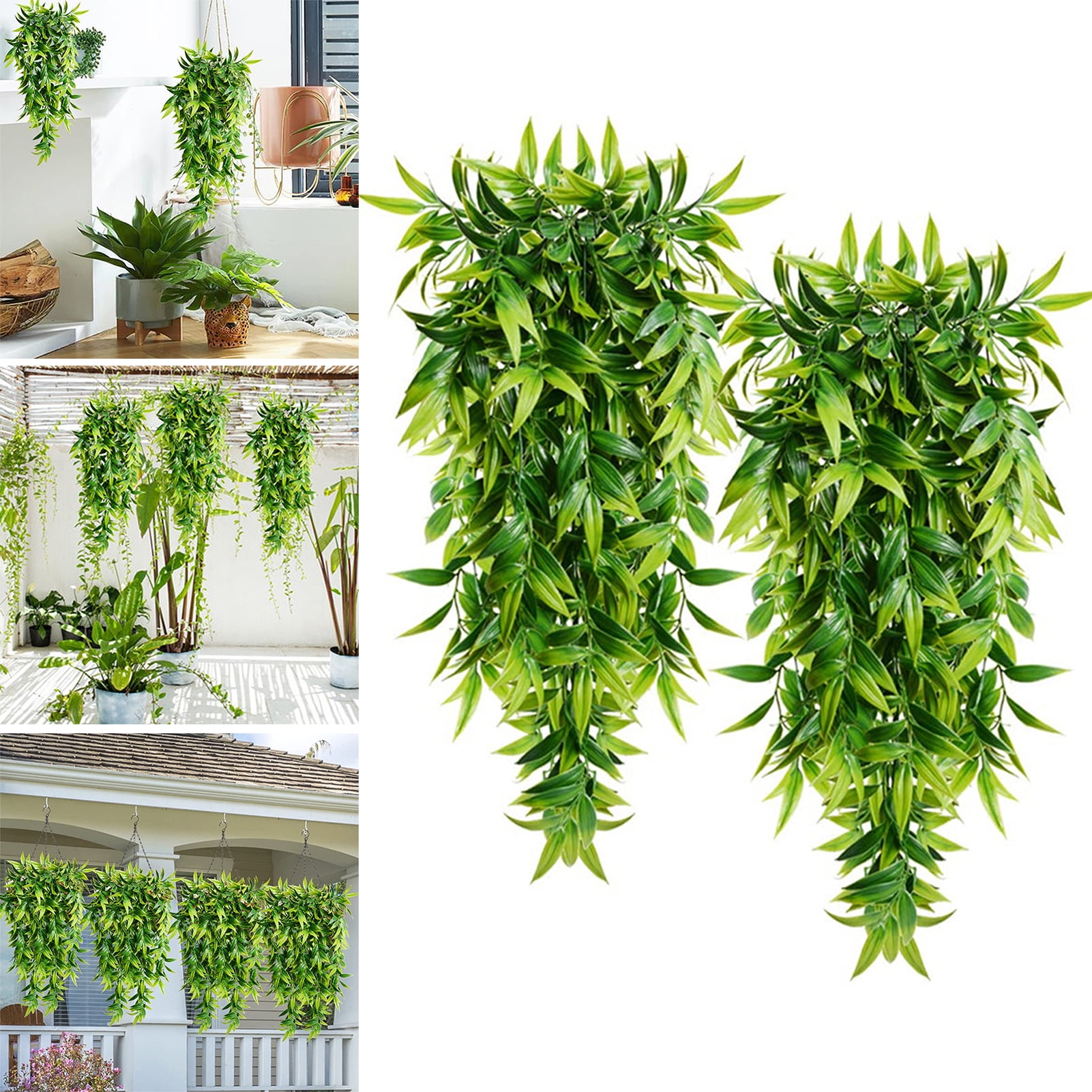 Honrane UV Resistant Fake Hanging Plants - 2Pcs Realistic, Low Maintenance, Outdoor Greenery ...