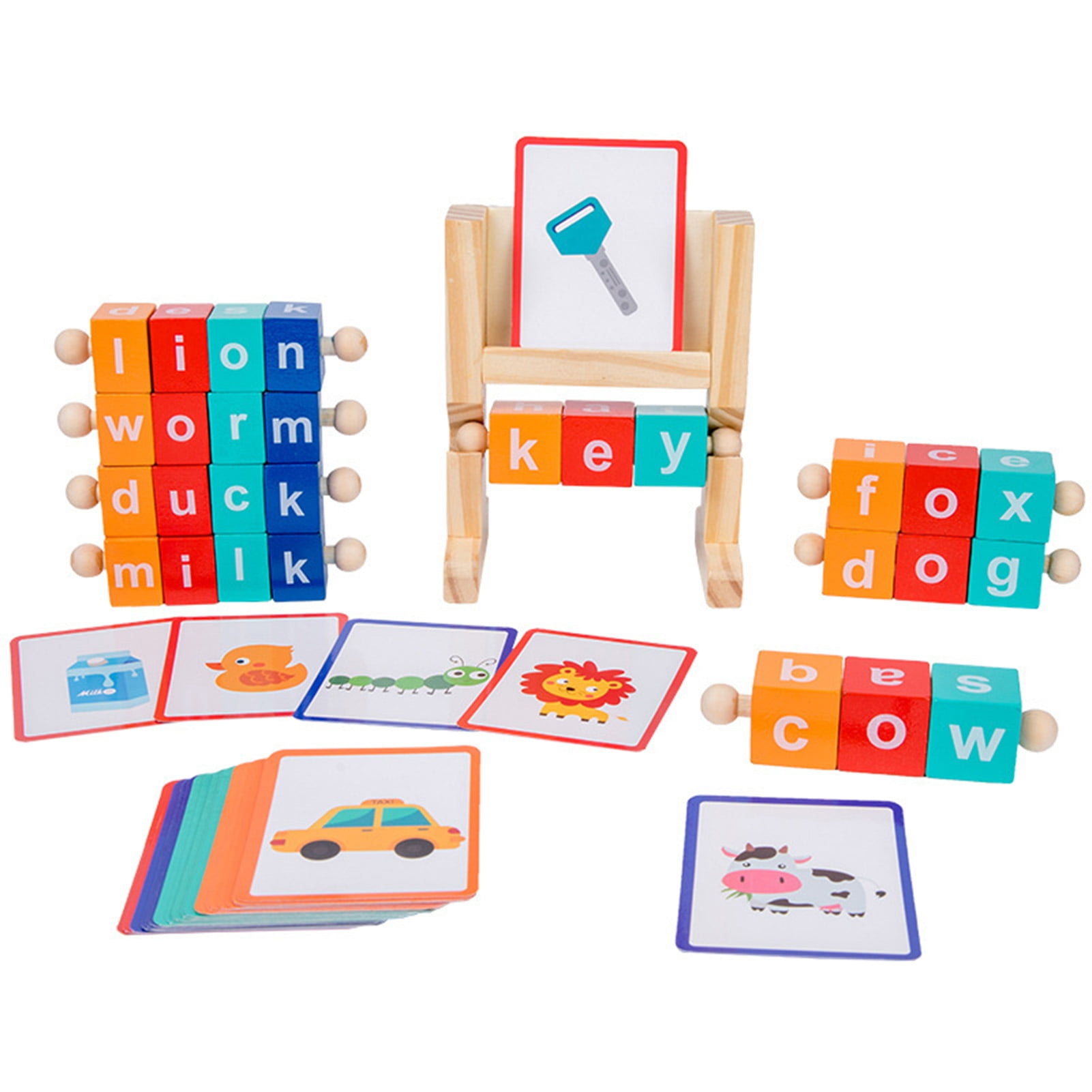Honrane Wooden Alphabet Blocks Educational Wooden Toys Children's Word ...