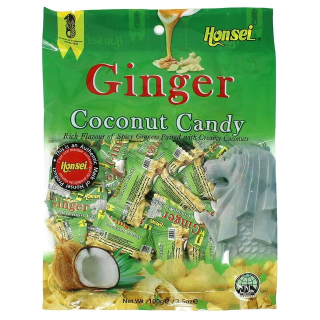 Honsei Ginger Coconut Candy 100g/3.5oz Hard Candy Rich Flavor of Spicy ...