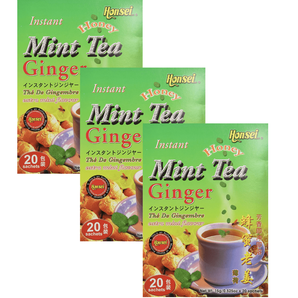 Honsei Instant Ginger Honey Mint Tea, 15g/0.52 oz.20 Sachets Each Box ...
